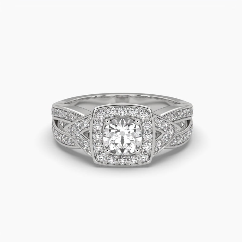 Round Moissanite Square Halo 18k Art Deco Style Ring - Walmart.com