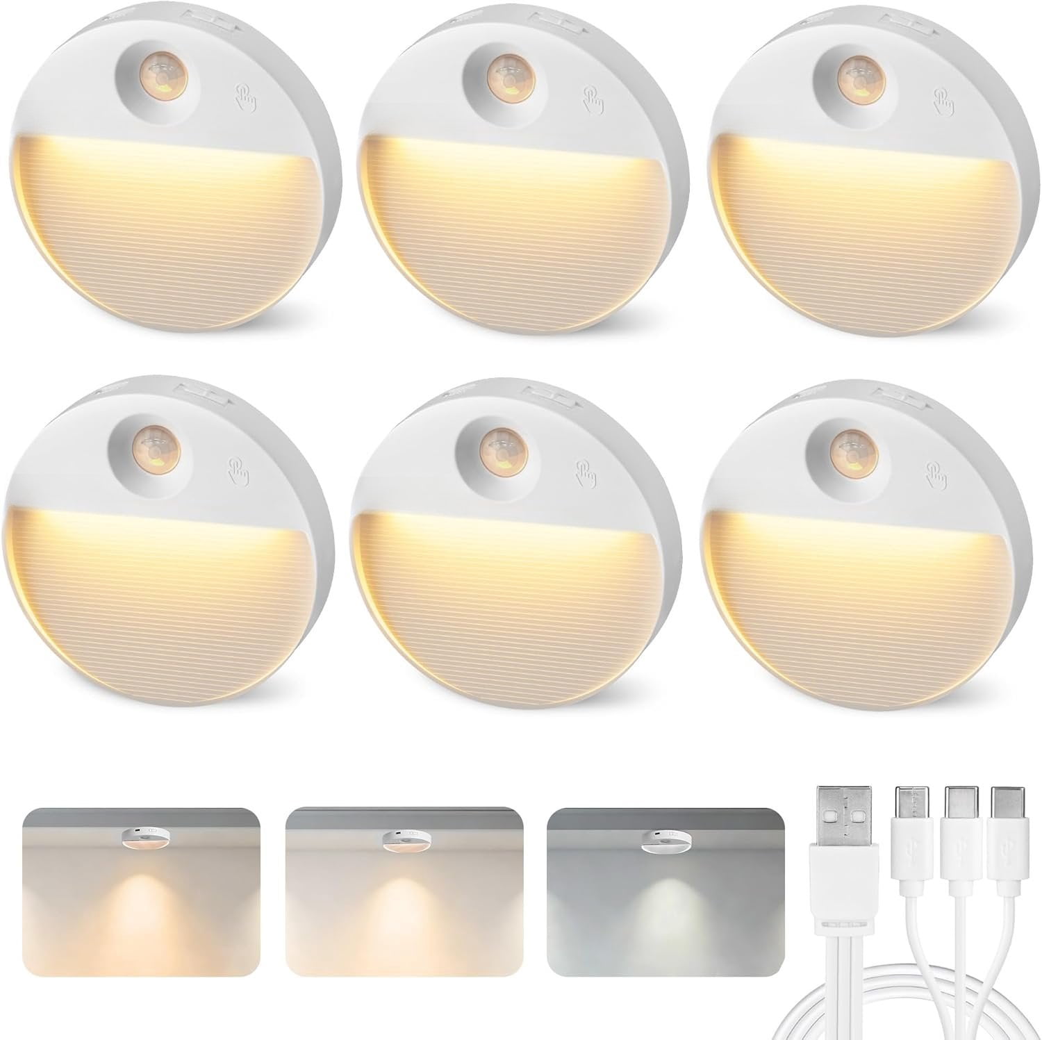 Round Motion Sensor Night Light, Motion Activated Night Light with 3 ...
