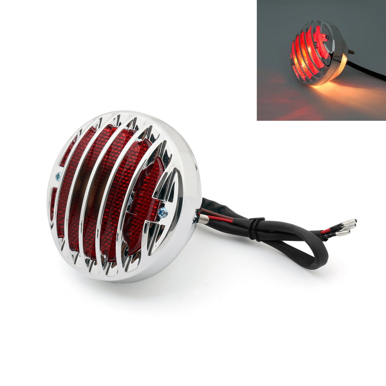 Round Motorcycle Tail Brake Light For Bobber Chopper Rat Custom Chrome ...