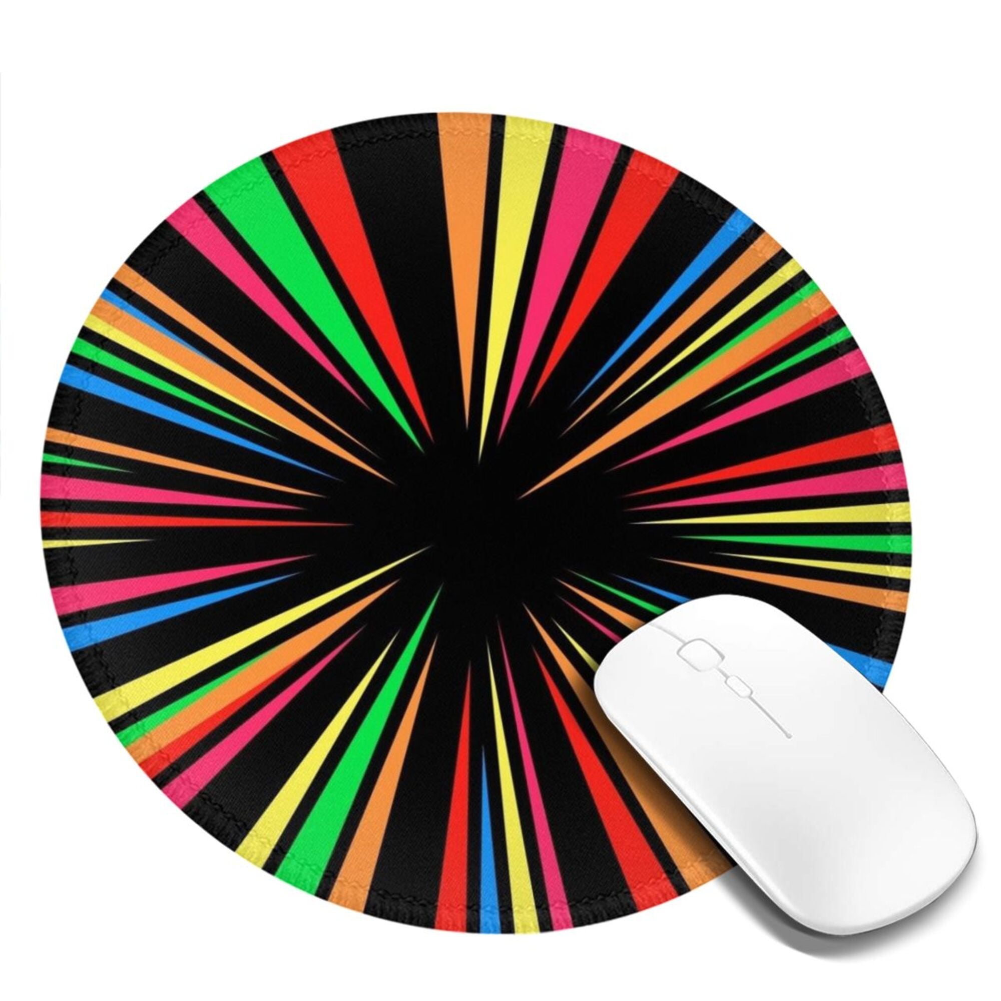 Round Mouse Pad Abstract-rainbows-vortex-colorful-wallpaper-HD Non-Slip ...