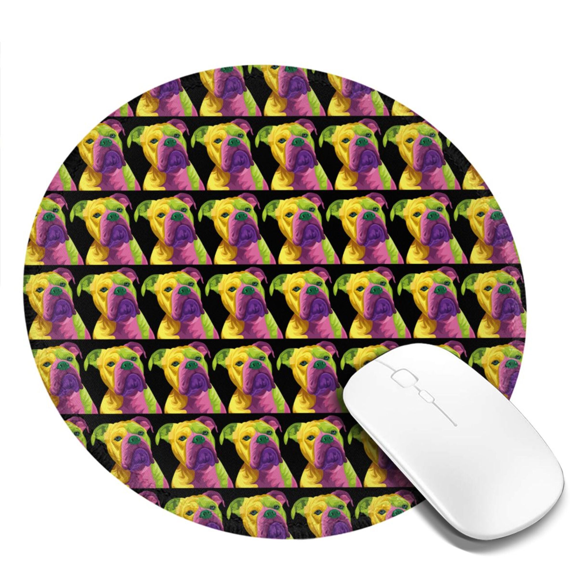 Round Mouse Pad Bulldog Non-Slip Rubber(8" Inch)Mouse Mat With Gaming ...