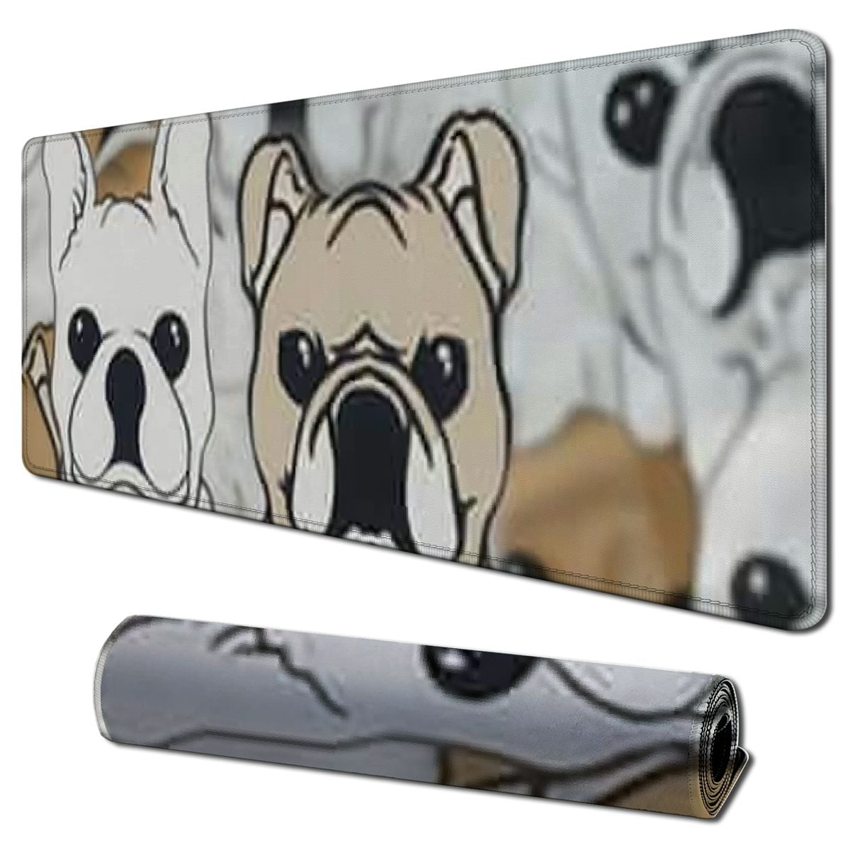 Round Mouse Pad," Cartoon Cute Bulldog Round Desk Mat, Doodle Cartoon ...