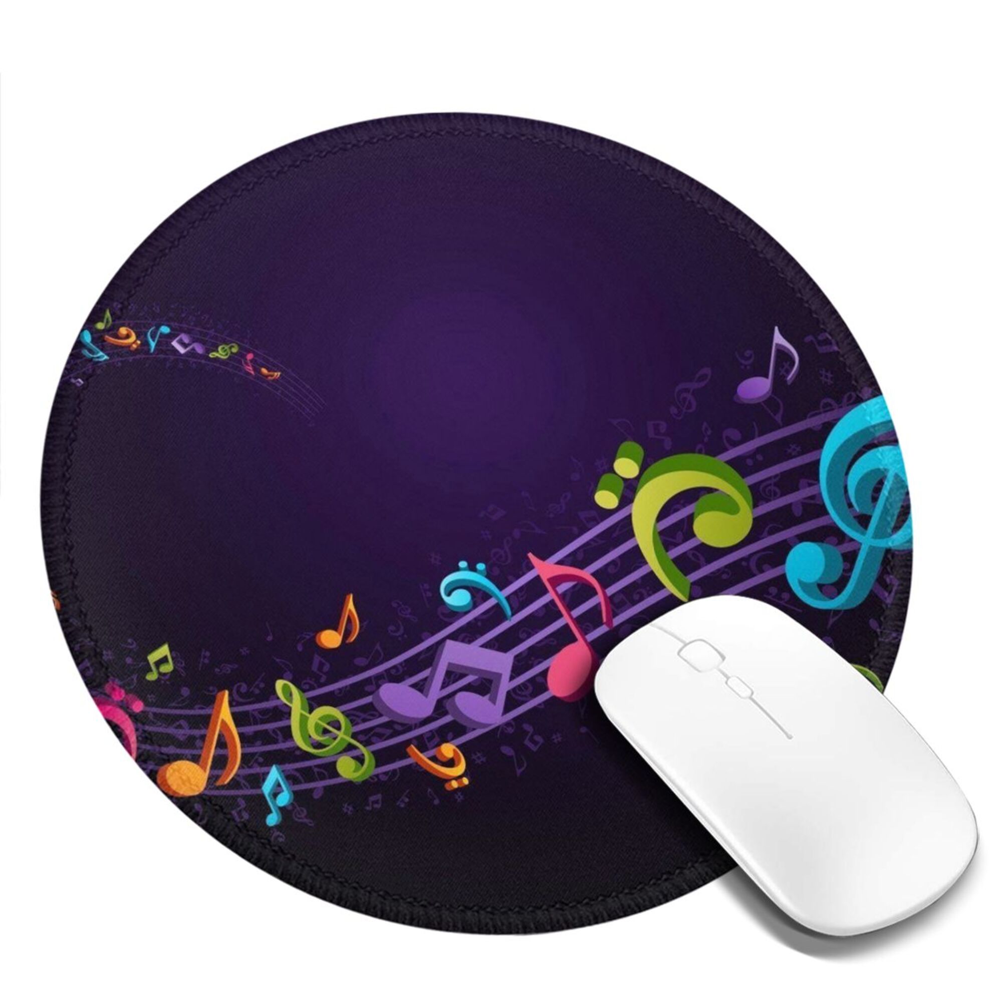 Round Mouse Pad Color Music Note Outdoor Non-Slip Rubber(8" Inch)Mouse ...
