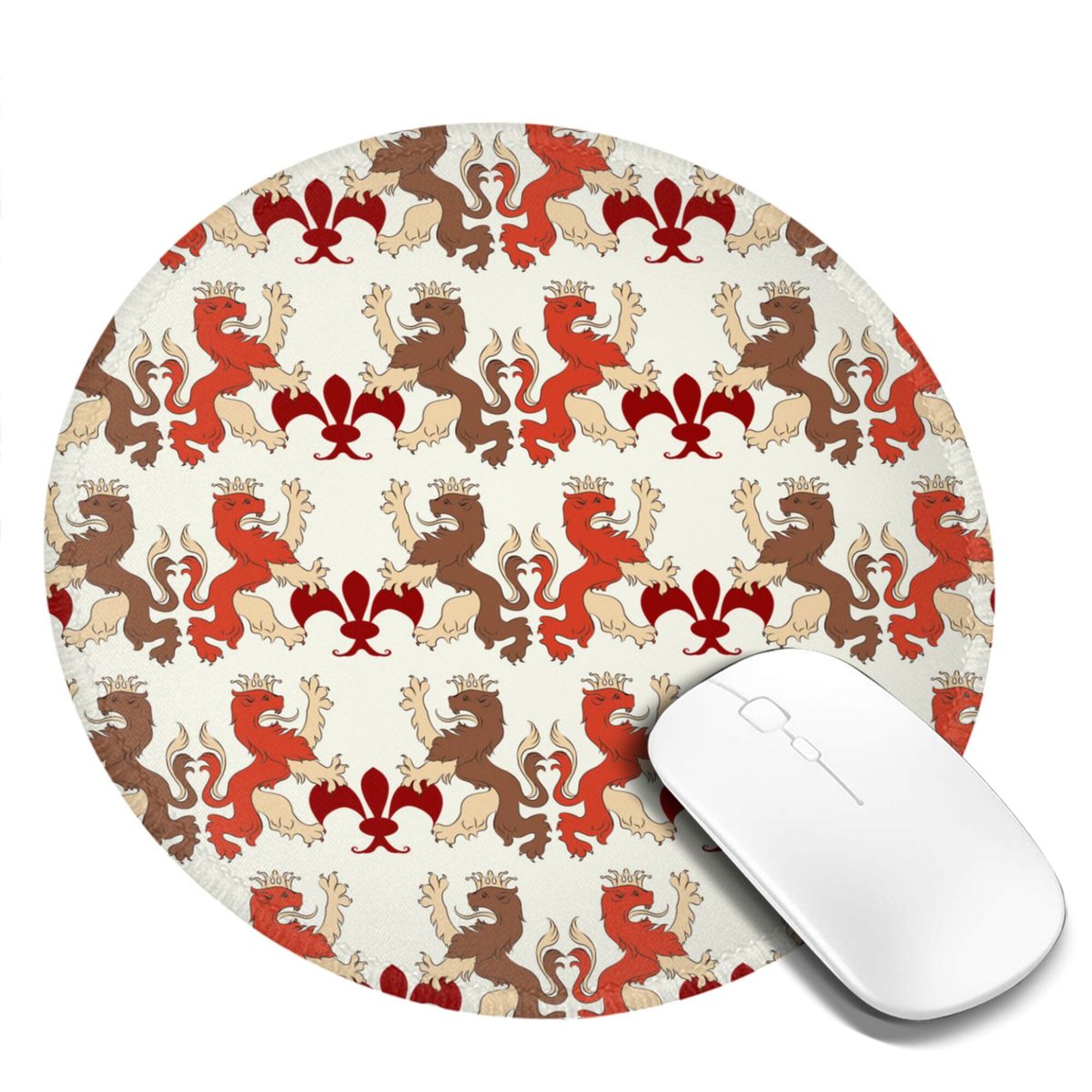 Round Mouse Pad Color illustration border background Non-Slip Rubber(8 ...