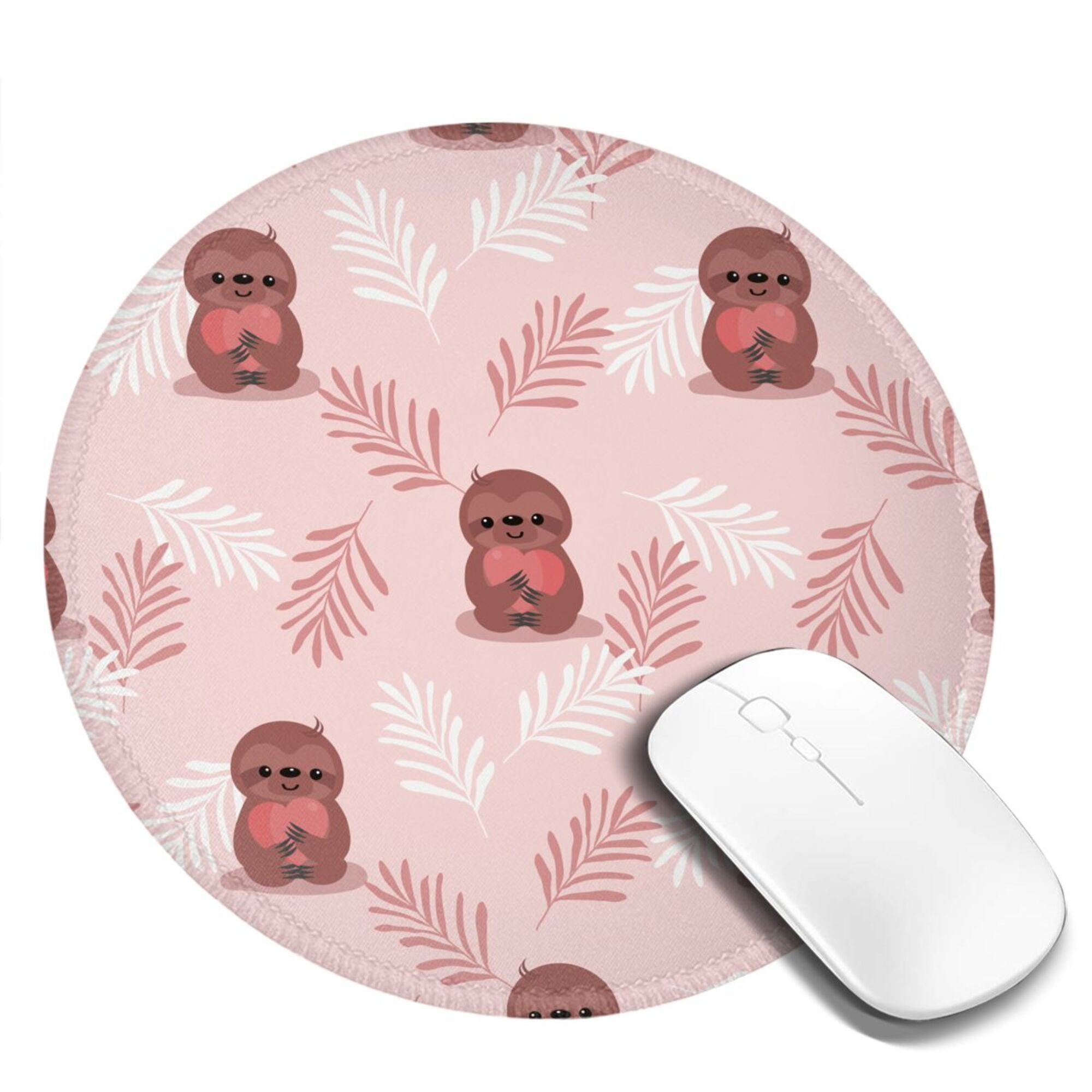 Round Mouse Pad Cute Sloths Animal Non-Slip Rubber(8" Inch)Mouse Mat ...