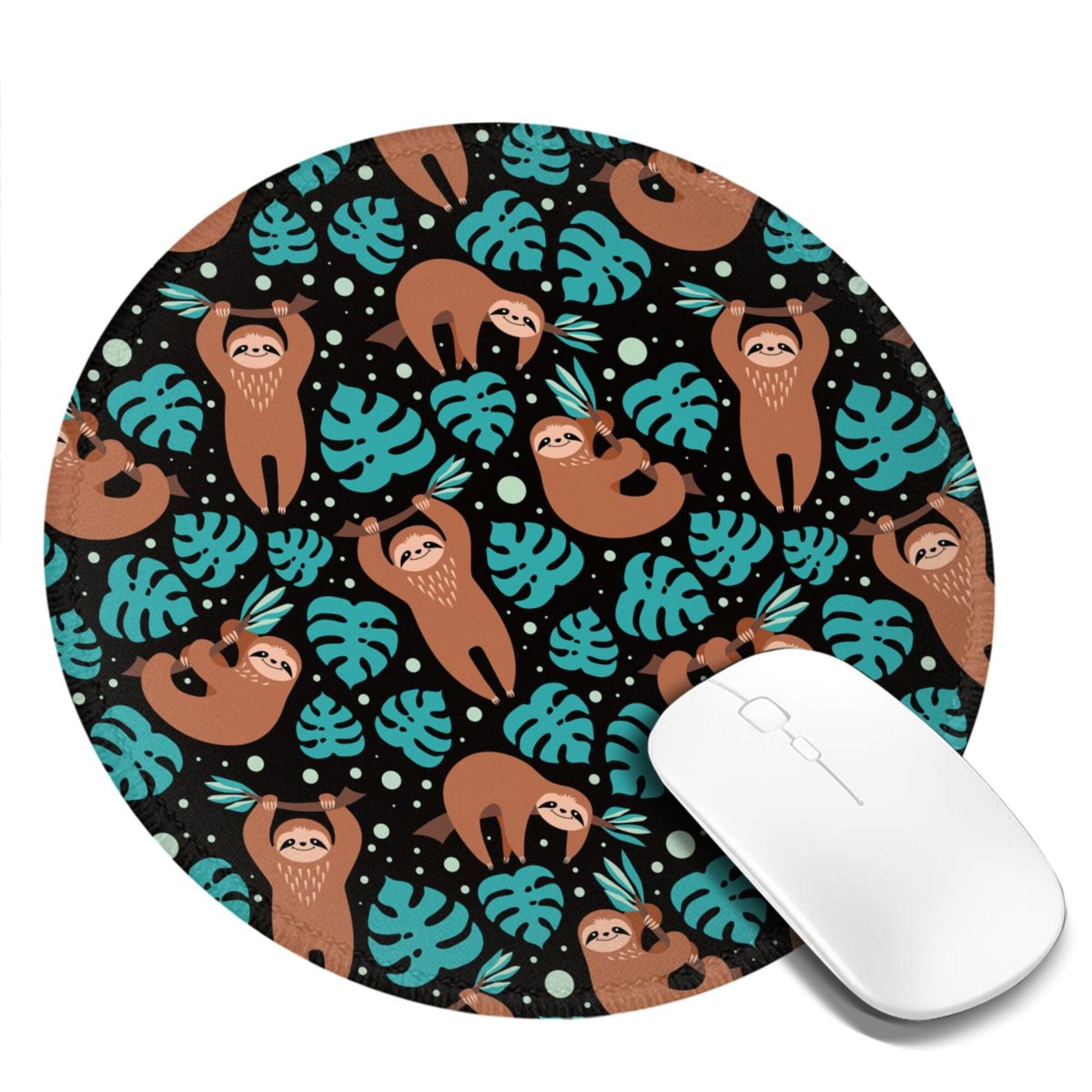 Round Mouse Pad Cute Sloths Animal Non-Slip Rubber(8" Inch)Mouse Mat ...