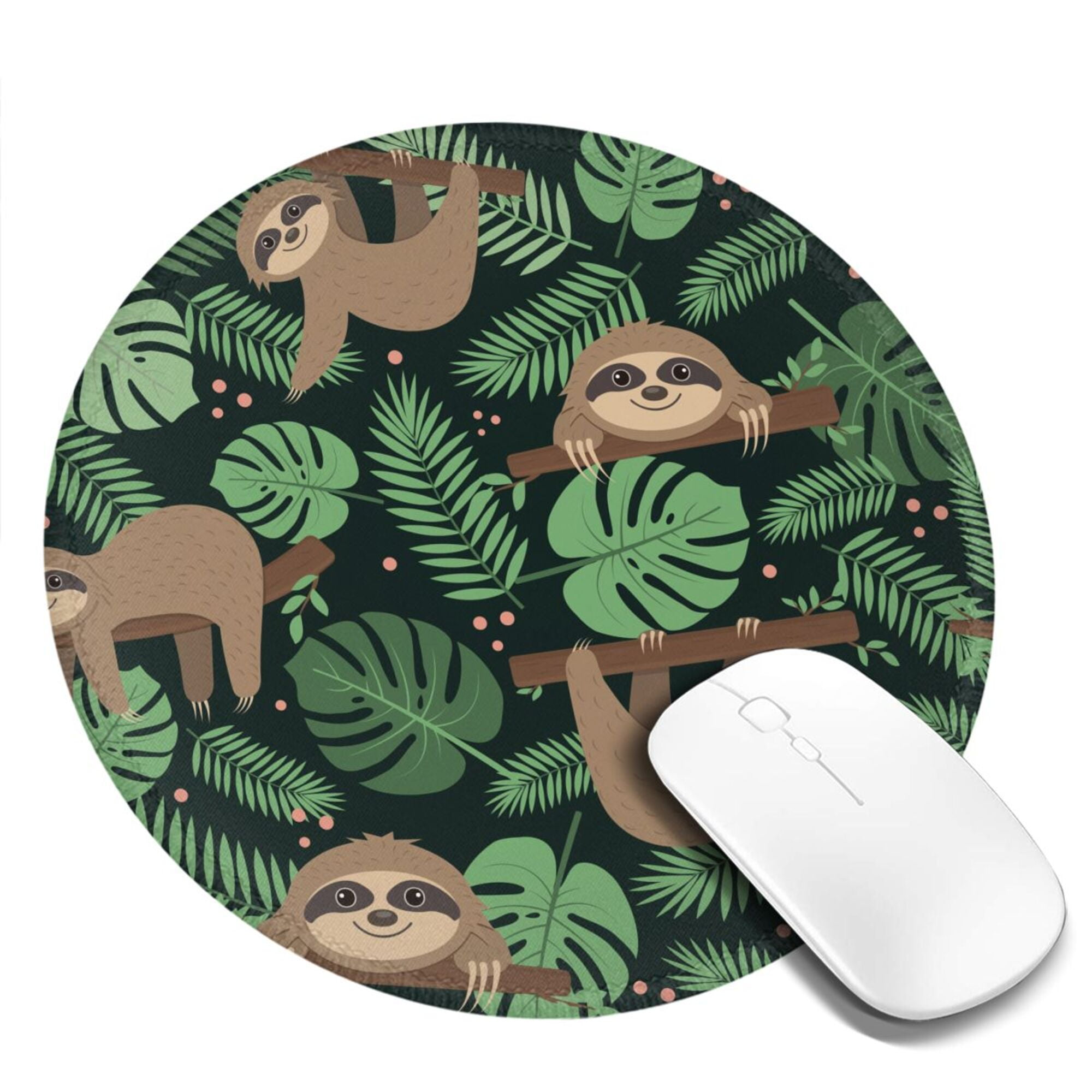 Round Mouse Pad Cute Sloths Animal Non-Slip Rubber(8" Inch)Mouse Mat ...