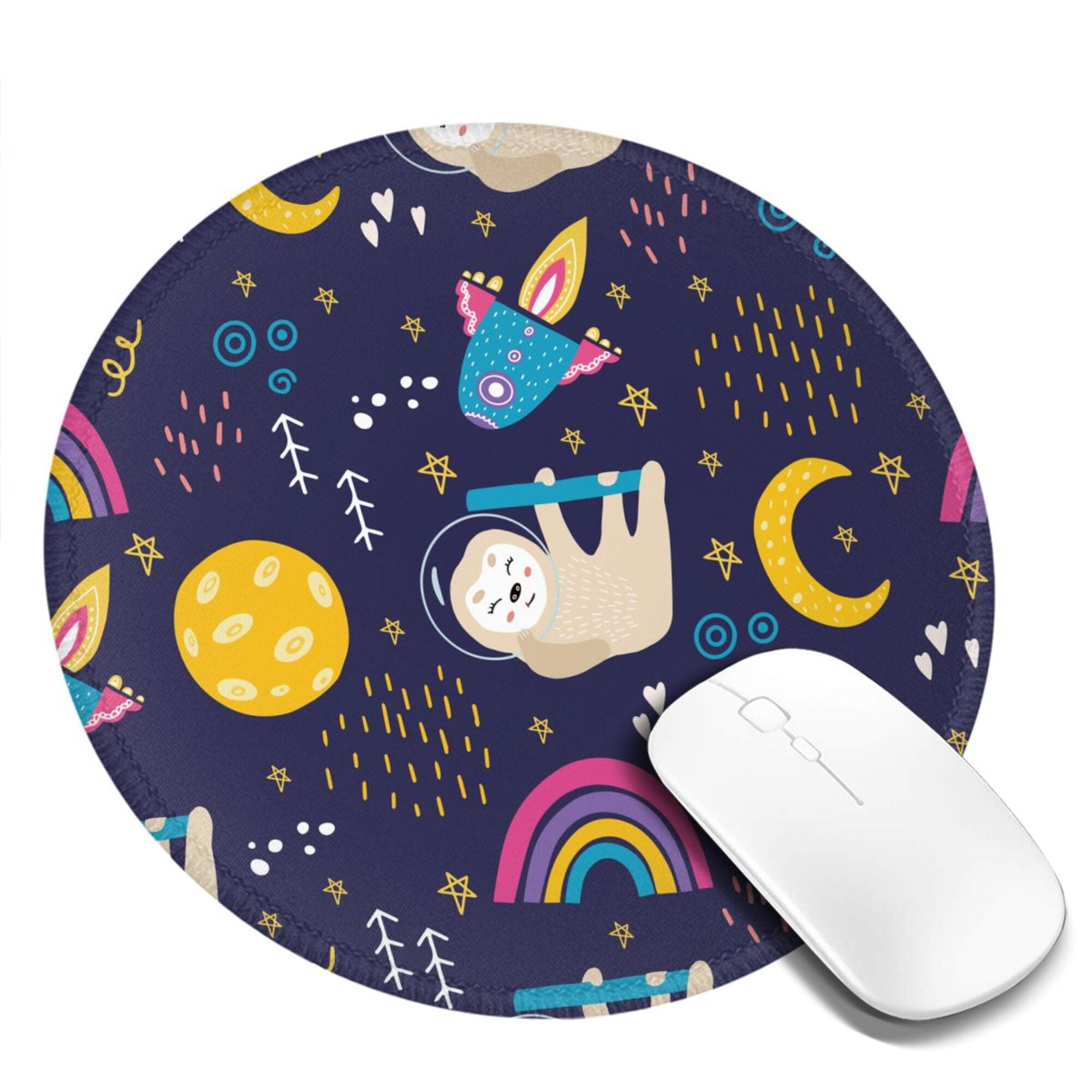 Round Mouse Pad Cute Sloths Animal Non-Slip Rubber(8" Inch)Mouse Mat ...