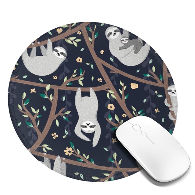 Round Mouse Pad Cute Sloths Animal Non-Slip Rubber(8" Inch)Mouse Mat ...