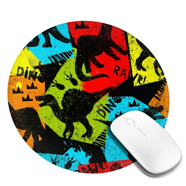Round Mouse Pad Dinosaurs Non-Slip Rubber(8" Inch)Mouse Mat With Gaming ...