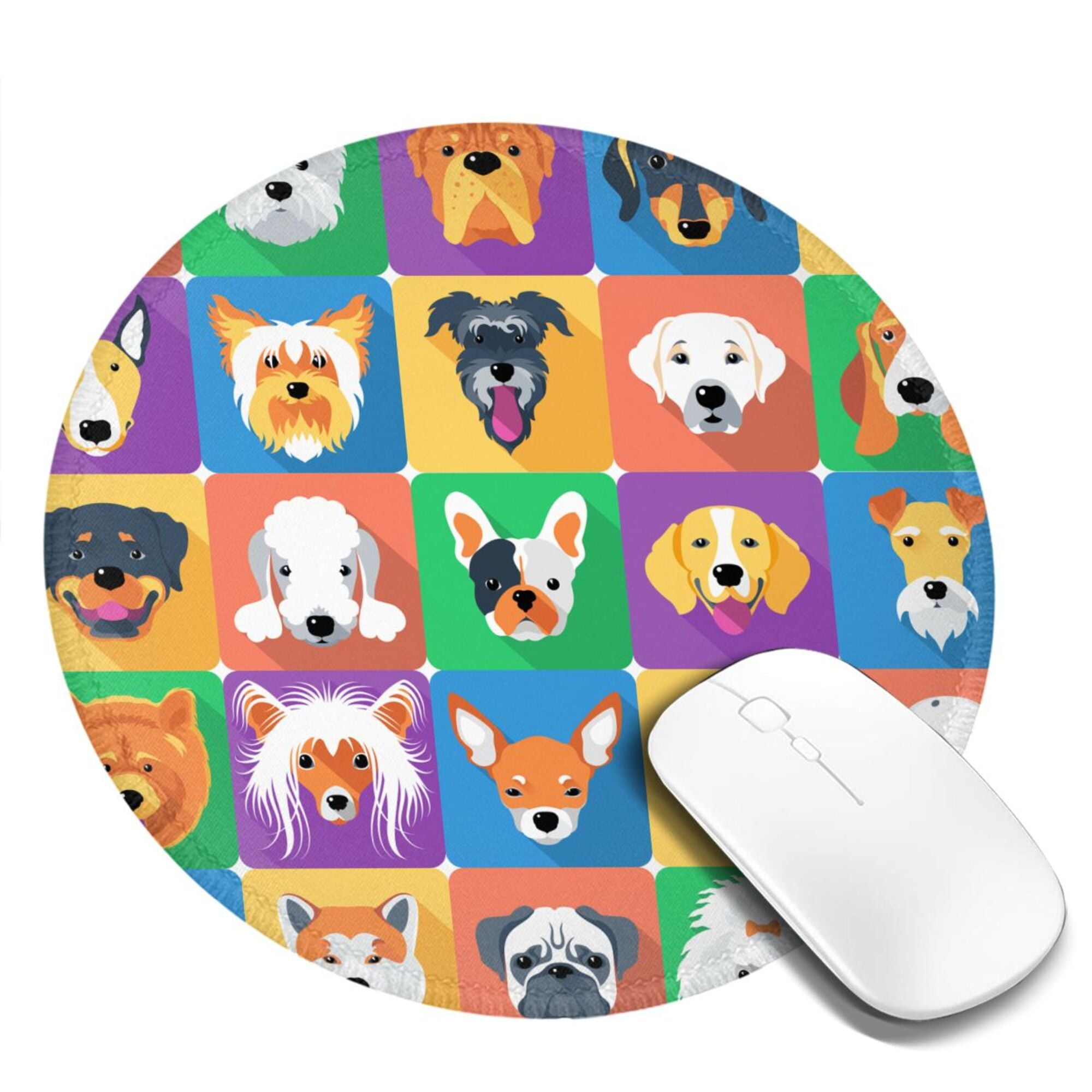 Round Mouse Pad Dog Face Non-Slip Rubber(8" Inch)Mouse Mat With Gaming ...