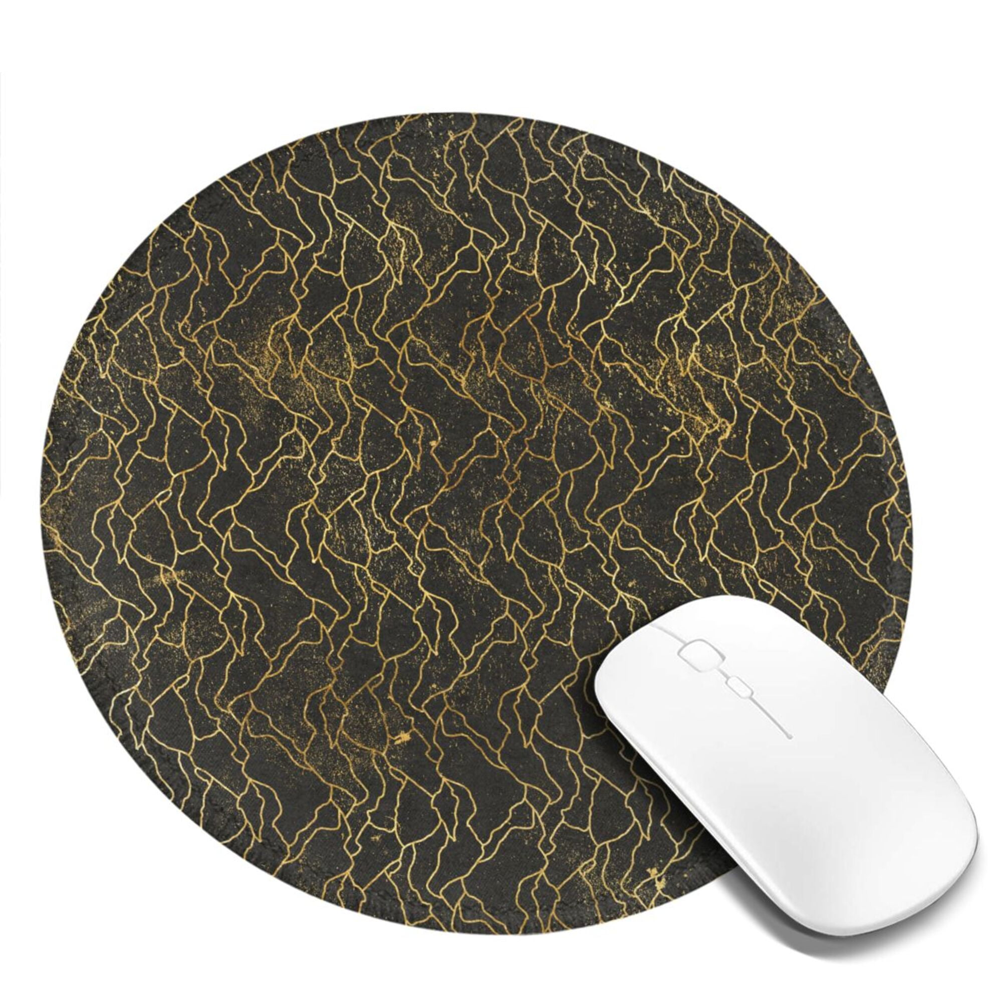 Round Mouse Pad Ethnic Boho Pattern Golden Non-Slip Rubber(8" Inch ...