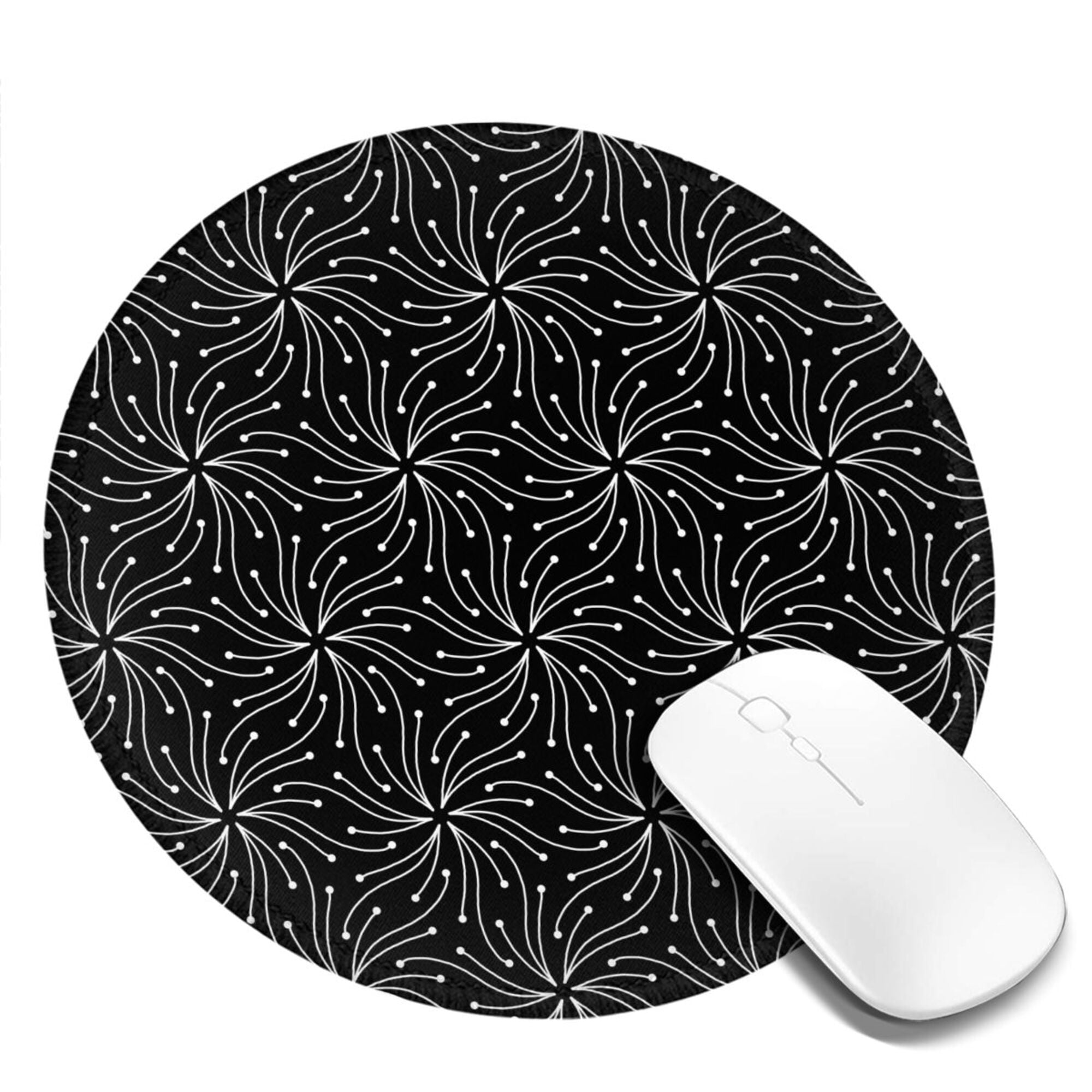 Round Mouse Pad Ethnic Boho Pattern White Non-Slip Rubber(8" Inch)Mouse ...