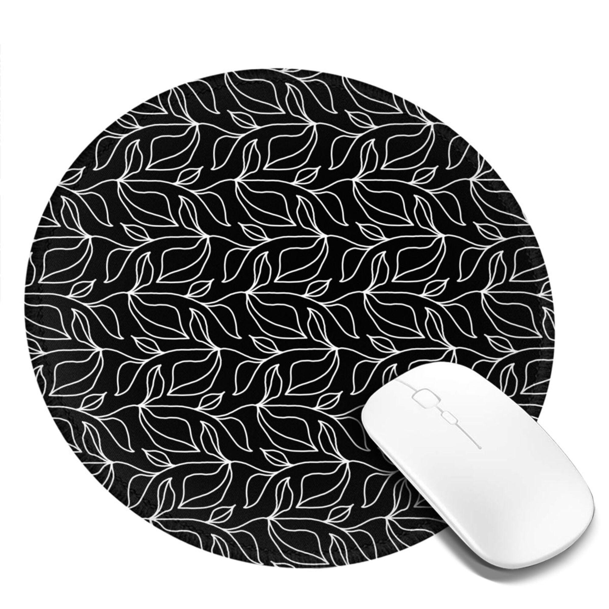 Round Mouse Pad Ethnic Boho Pattern White Non-Slip Rubber(8" Inch)Mouse ...