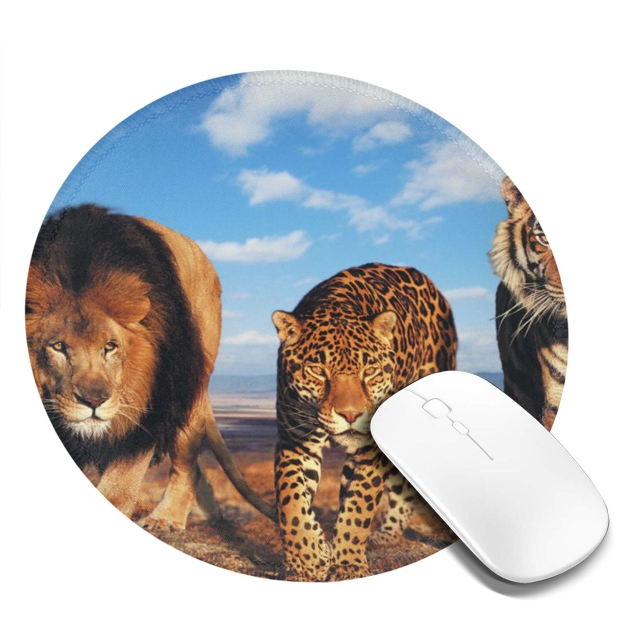 Round Mouse Pad Lion And Tiger Wallpaper HD Non-Slip Rubber(8" Inch ...