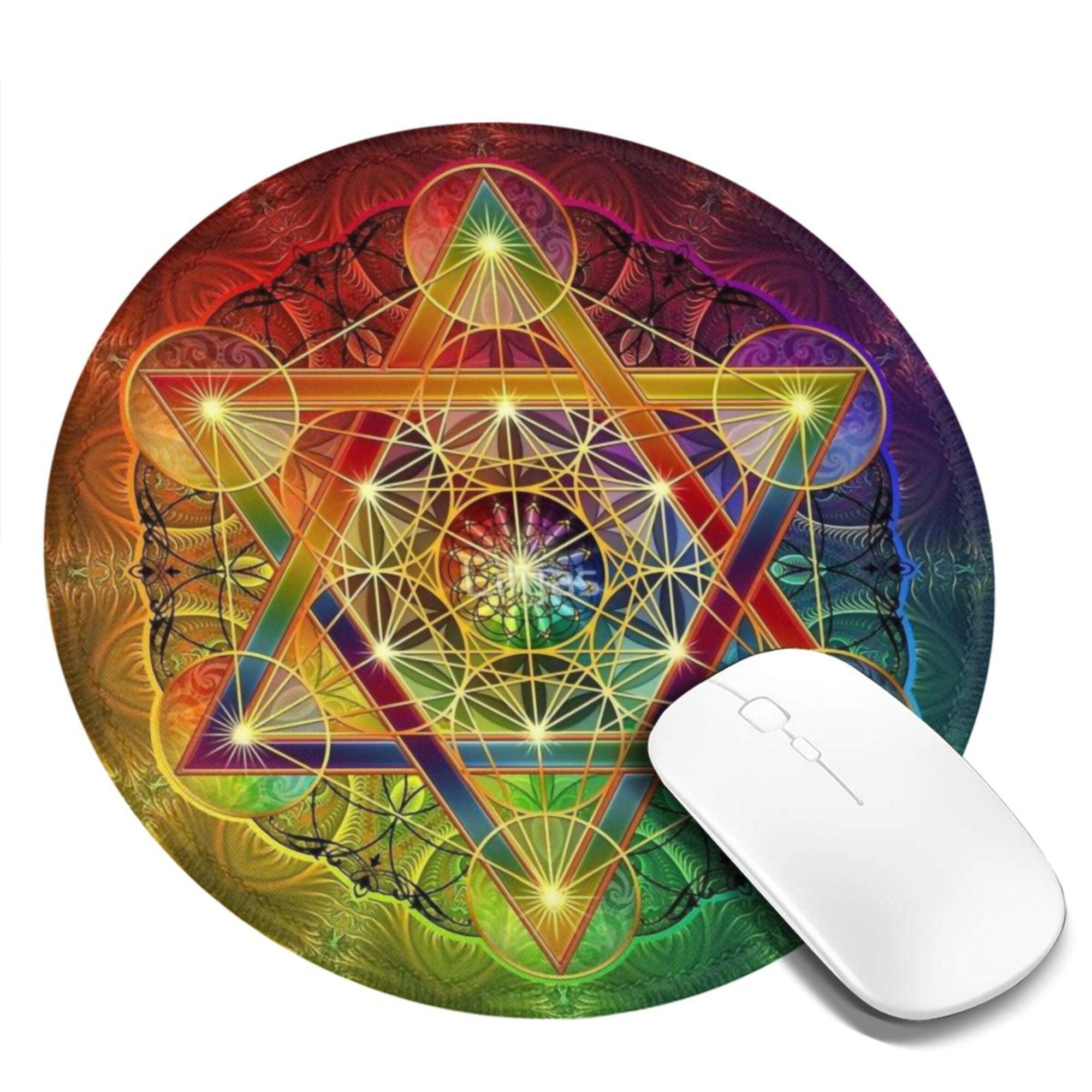 Round Mouse Pad Metatron's Cube with Merkabah and Flower of Life Non ...