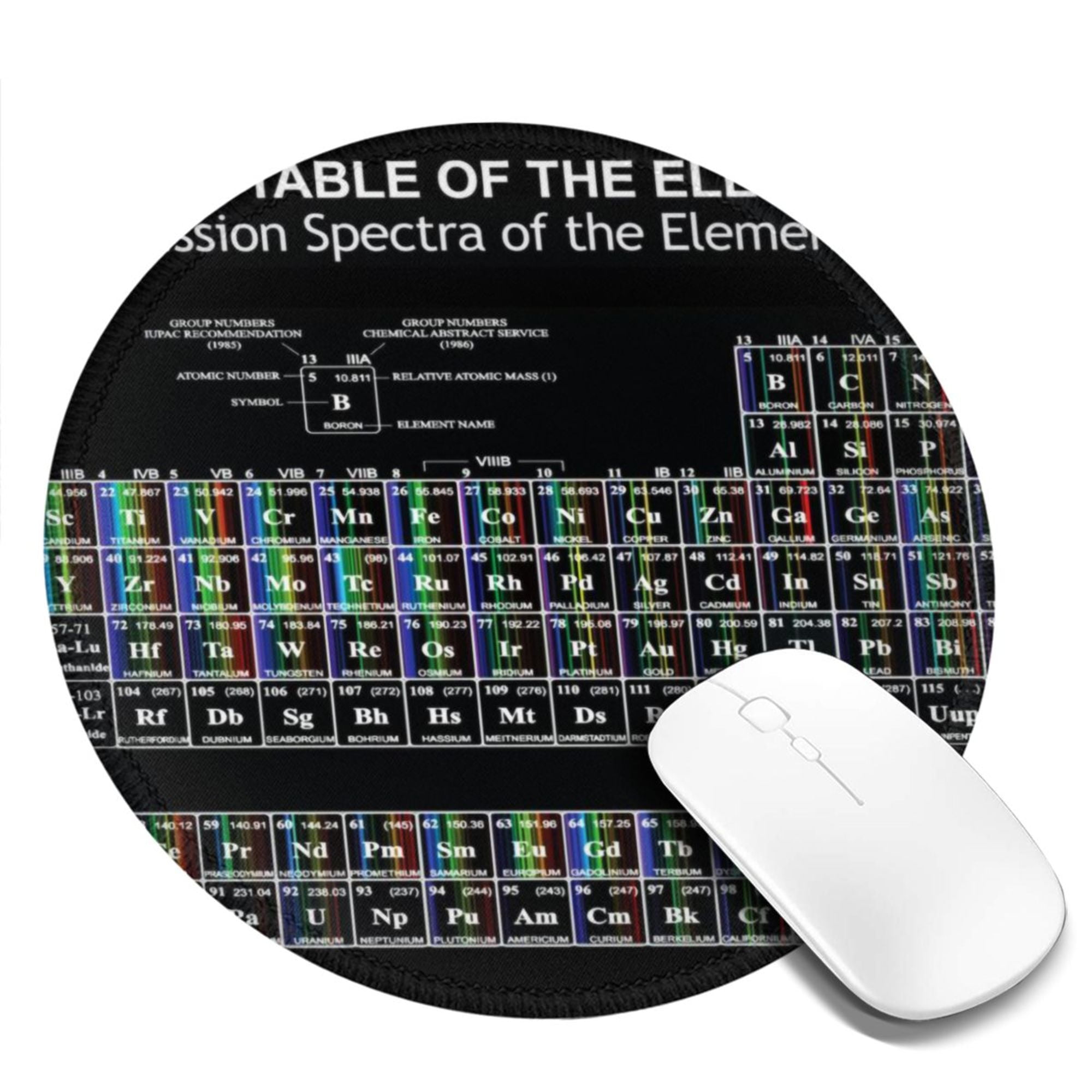 Round Mouse Pad Periodic Table Of Chemical Elements Non-Slip Rubber(8 ...