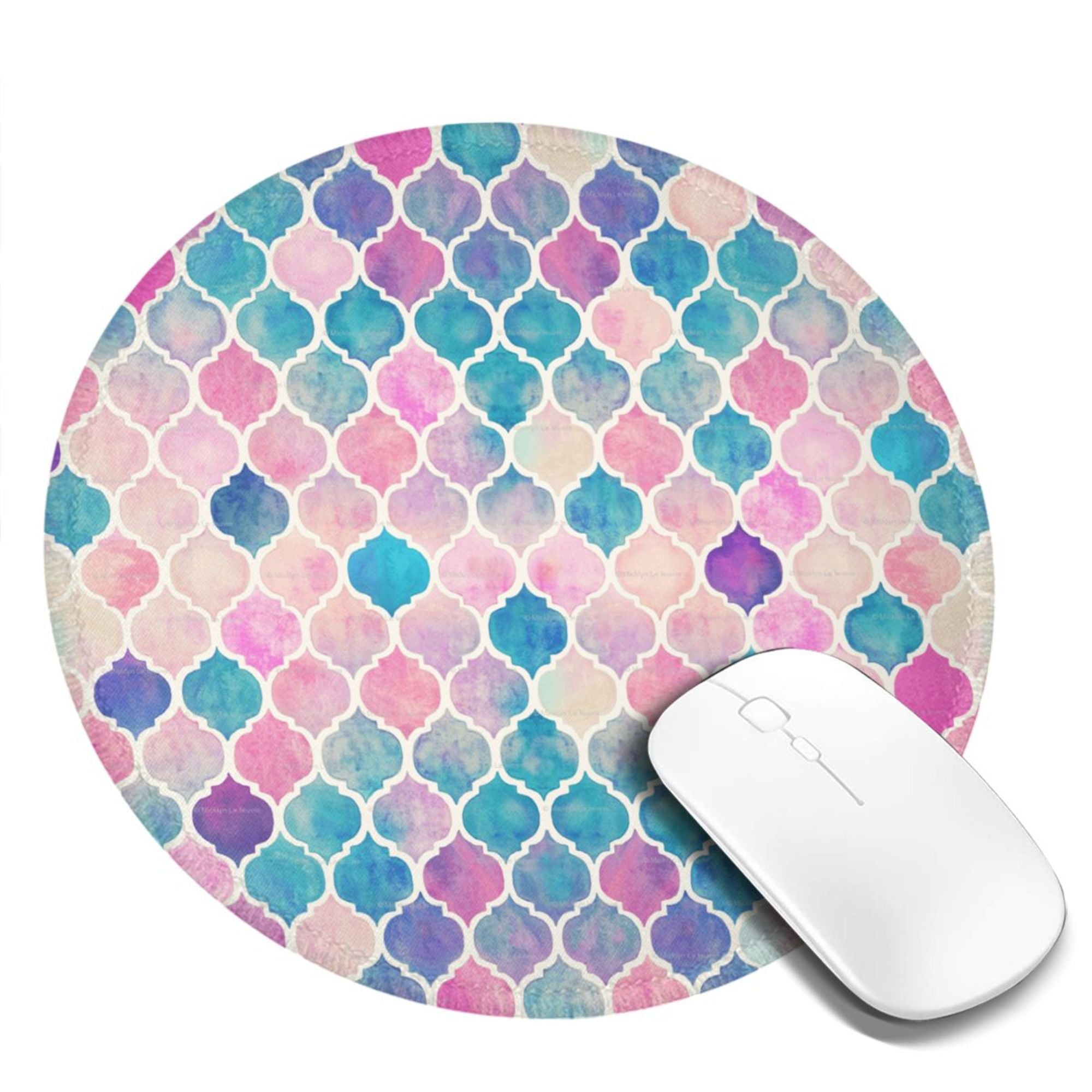 Round Mouse Pad Rainbow Watercolor Scales Non-Slip Rubber(8" Inch)Mouse ...