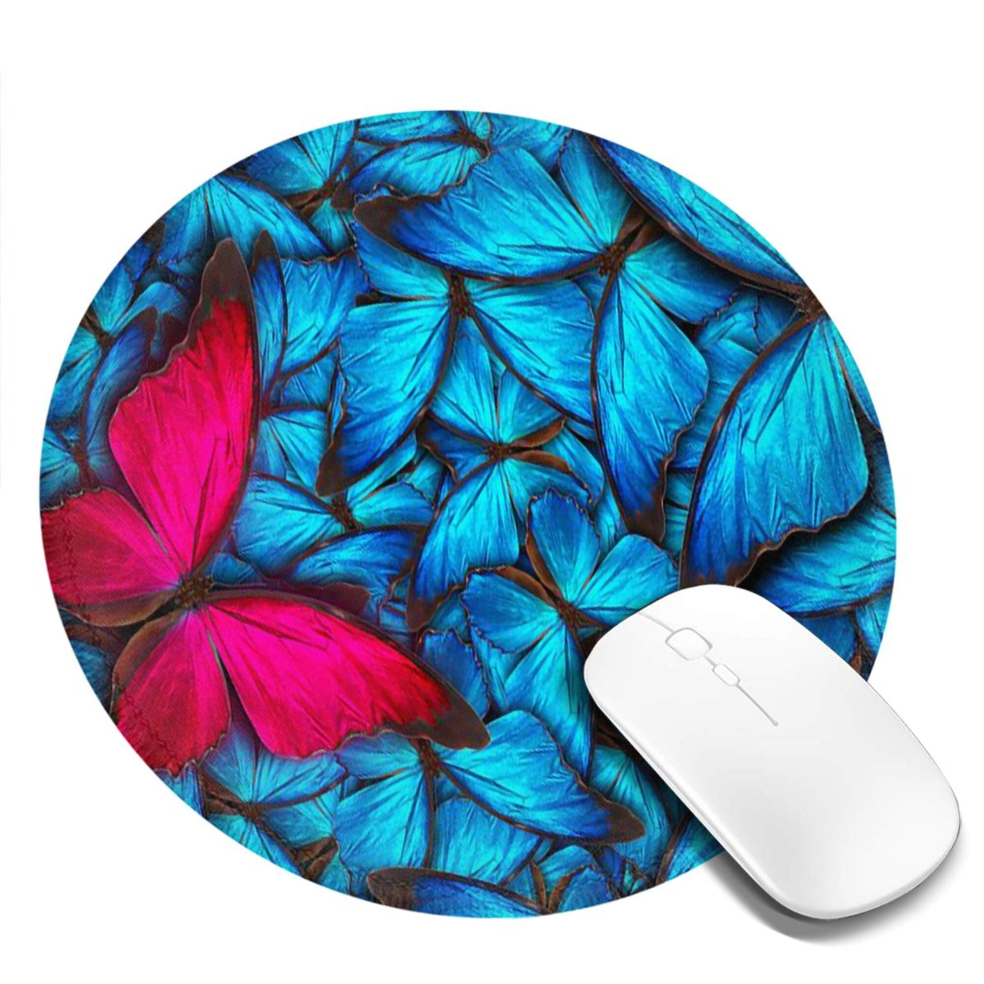 Round Mouse Pad Red Butterfly Non-Slip Rubber(8" Inch)Mouse Mat With ...