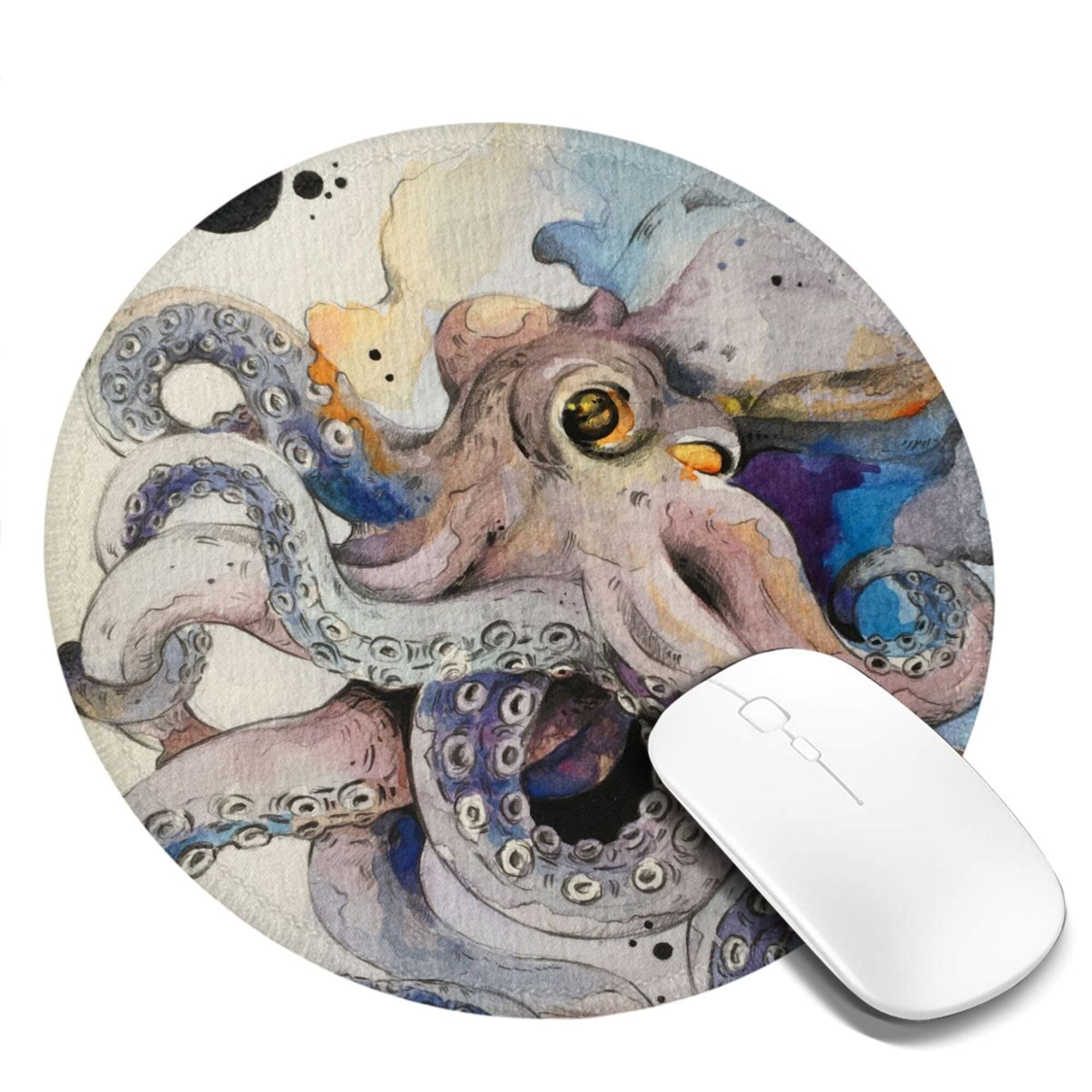 Round Mouse Pad Retro Octopus Prints Non-Slip Rubber(8" Inch)Mouse Mat ...