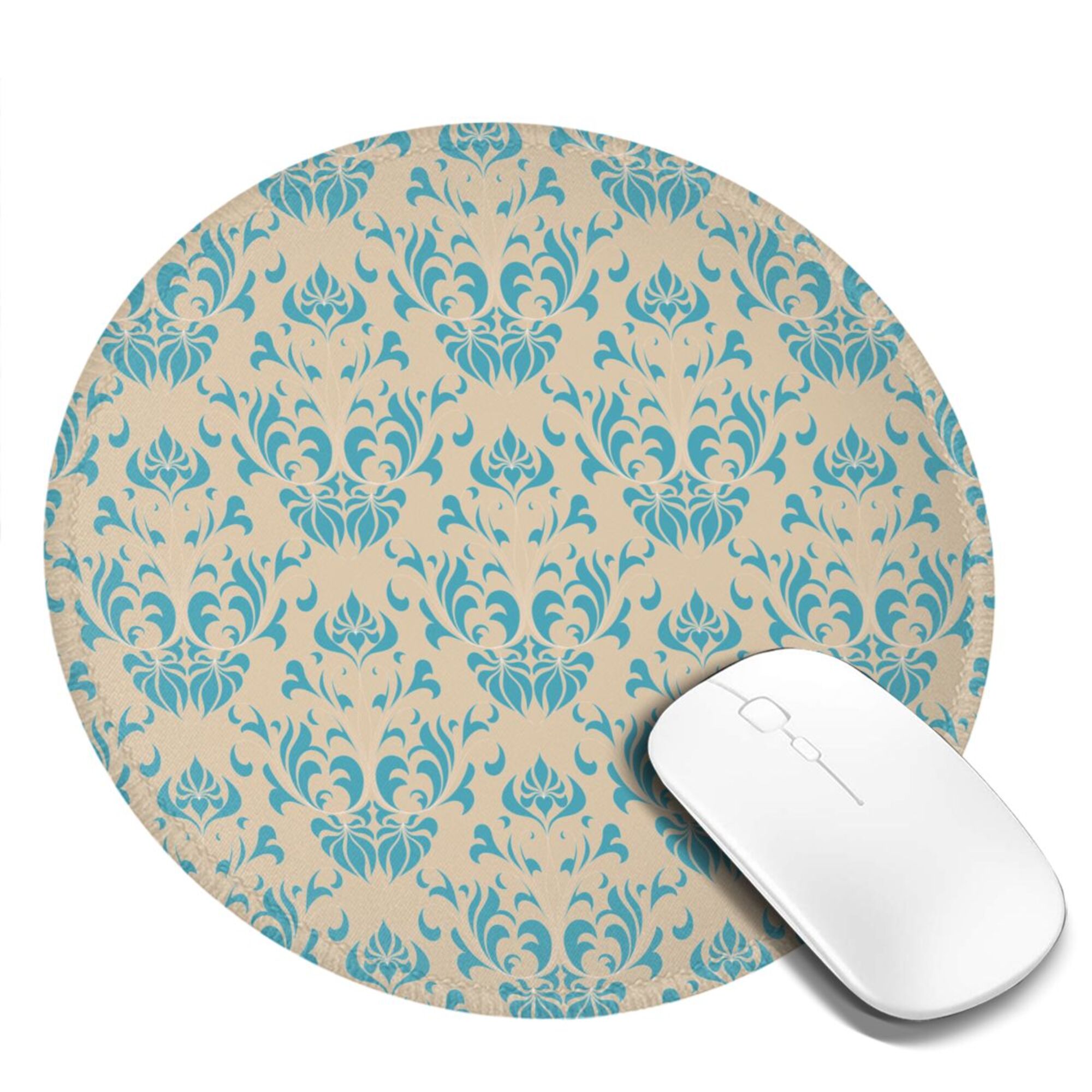 Round Mouse Pad Simple blue pattern Non-Slip Rubber(8" Inch)Mouse Mat ...