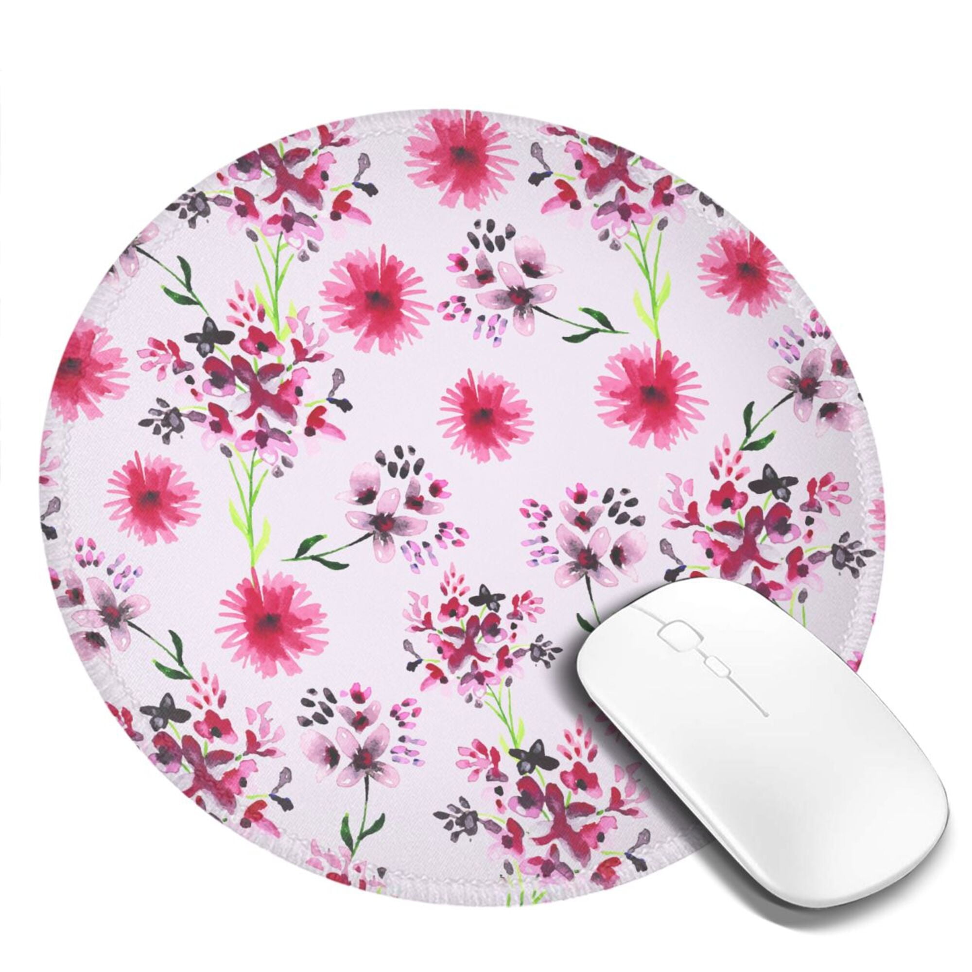 Round Mouse Pad Watercolor flowers Non-Slip Rubber(8" Inch)Mouse Mat ...