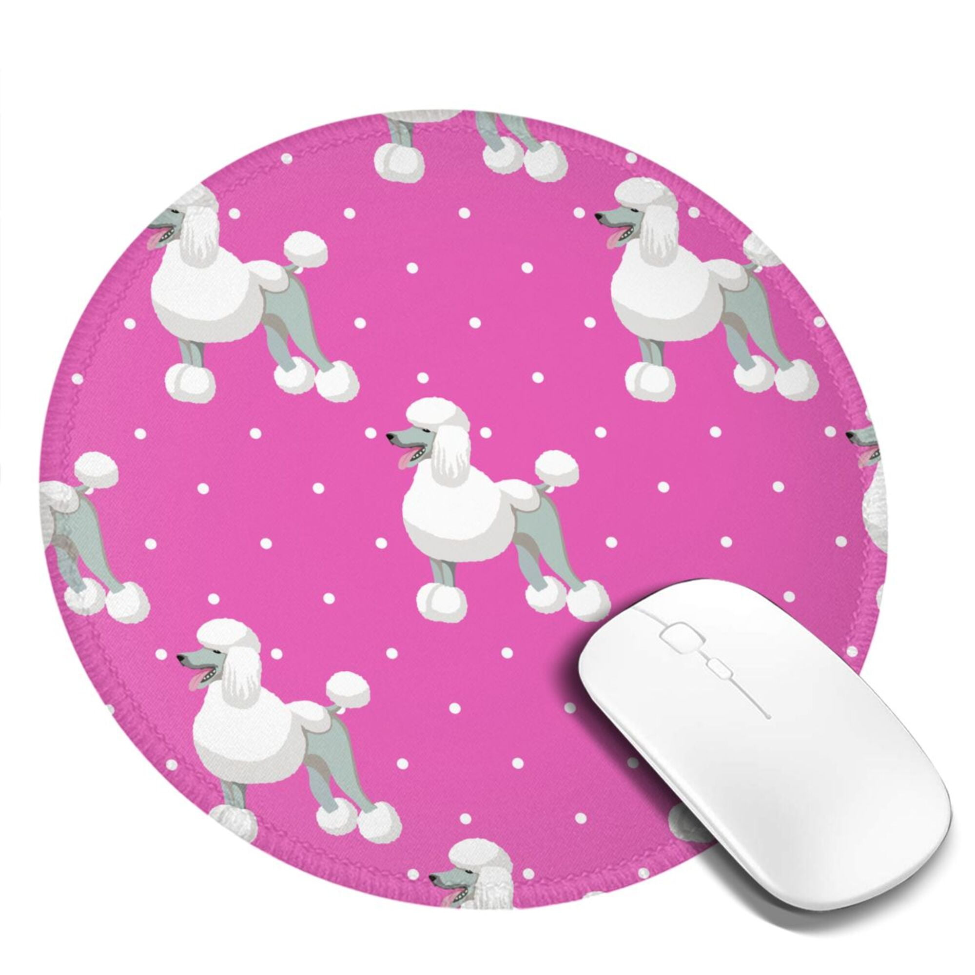 Round Mouse Pad White Standart Poodle Non-Slip Rubber(8" Inch)Mouse Mat ...