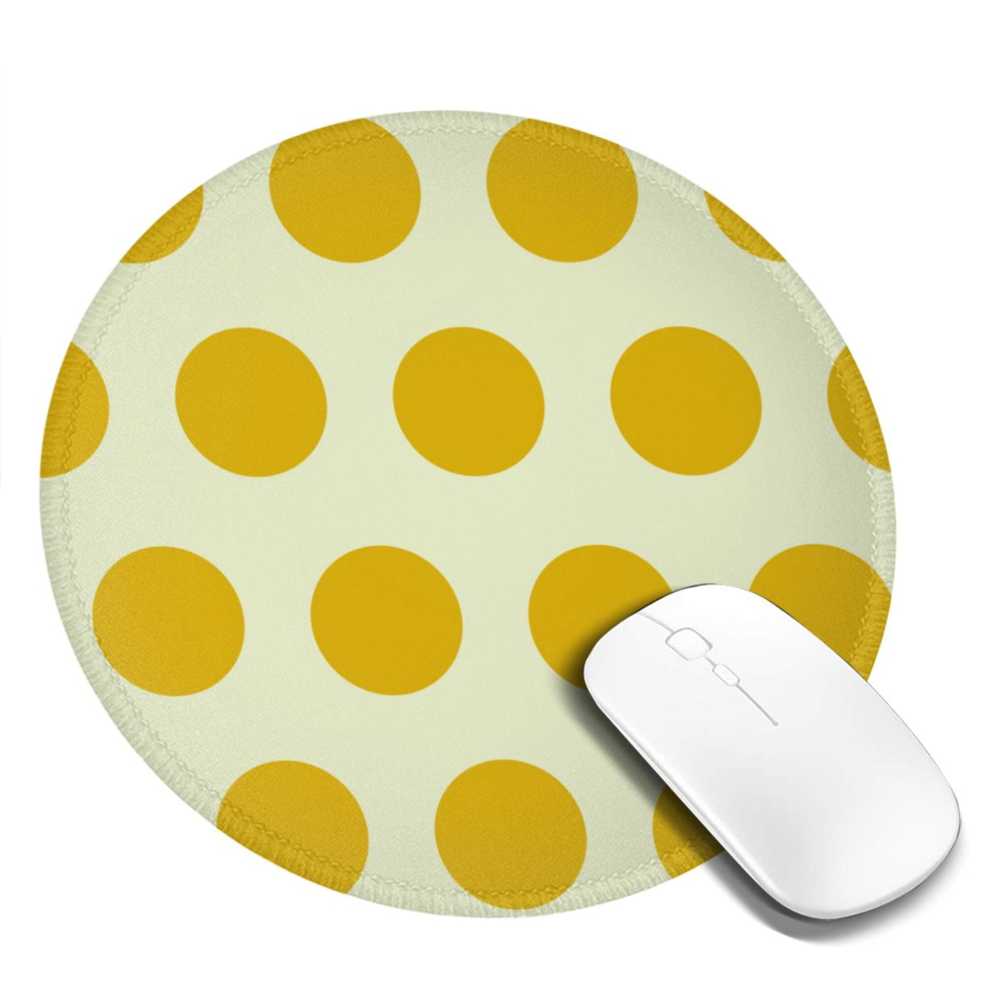 Round Mouse Pad Yellow Cream Polka Dot Non-Slip Rubber(8" Inch)Mouse ...
