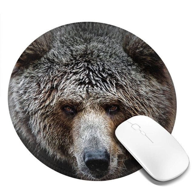 Round Mouse Pad grizzly bear Non-Slip Rubber(8" Inch)Mouse Mat With ...