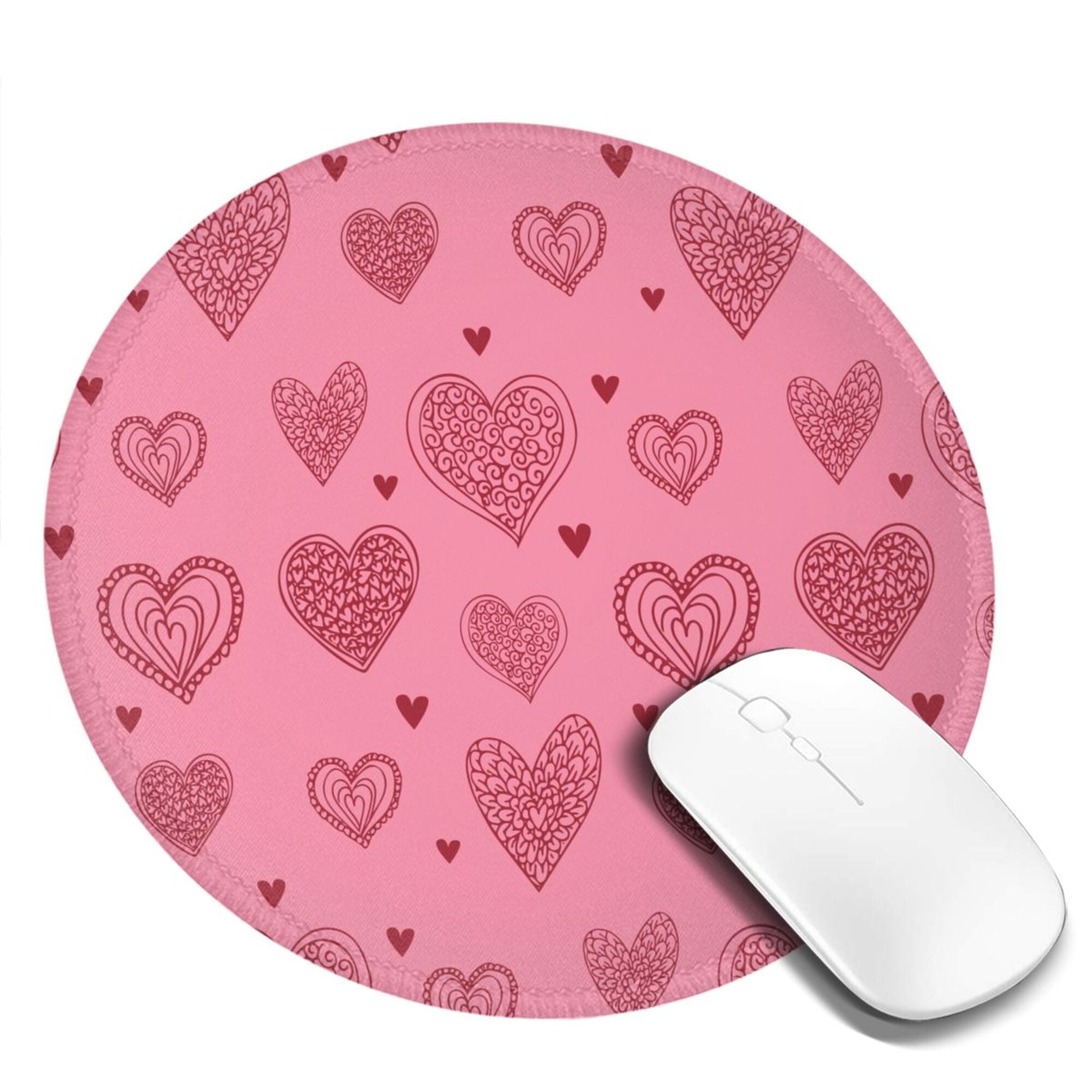 Round Mouse Pad heart background Non-Slip Rubber(8" Inch)Mouse Mat With ...