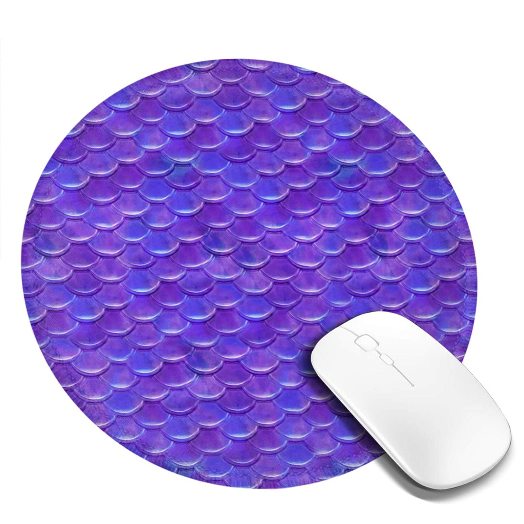 Round Mouse Pad pink-purple-mermaid-fish-scales Non-Slip Rubber(8" Inch ...
