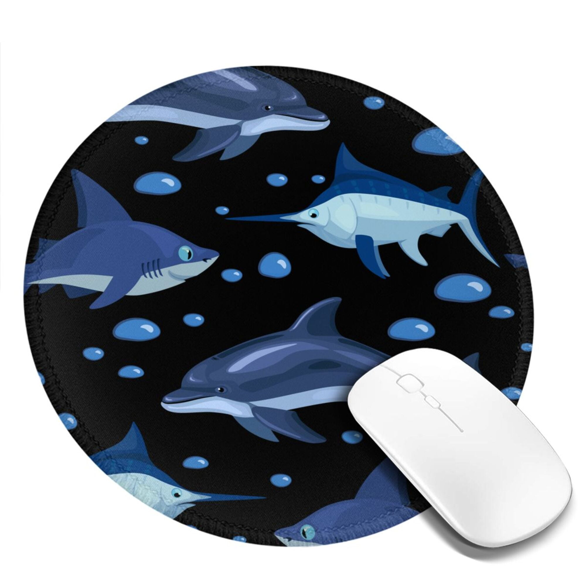 Round Mouse Pad shark Non-Slip Rubber(8" Inch)Mouse Mat With Gaming ...