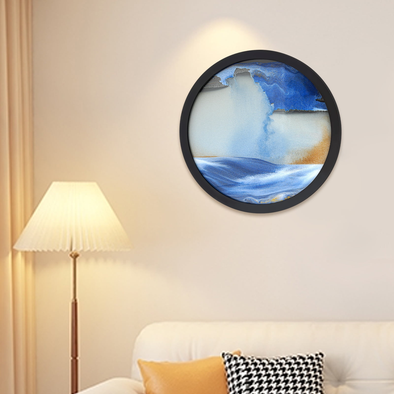 Round Moving Sand Art, Wall Mounted Sandscape Room Decoration, Glass ...