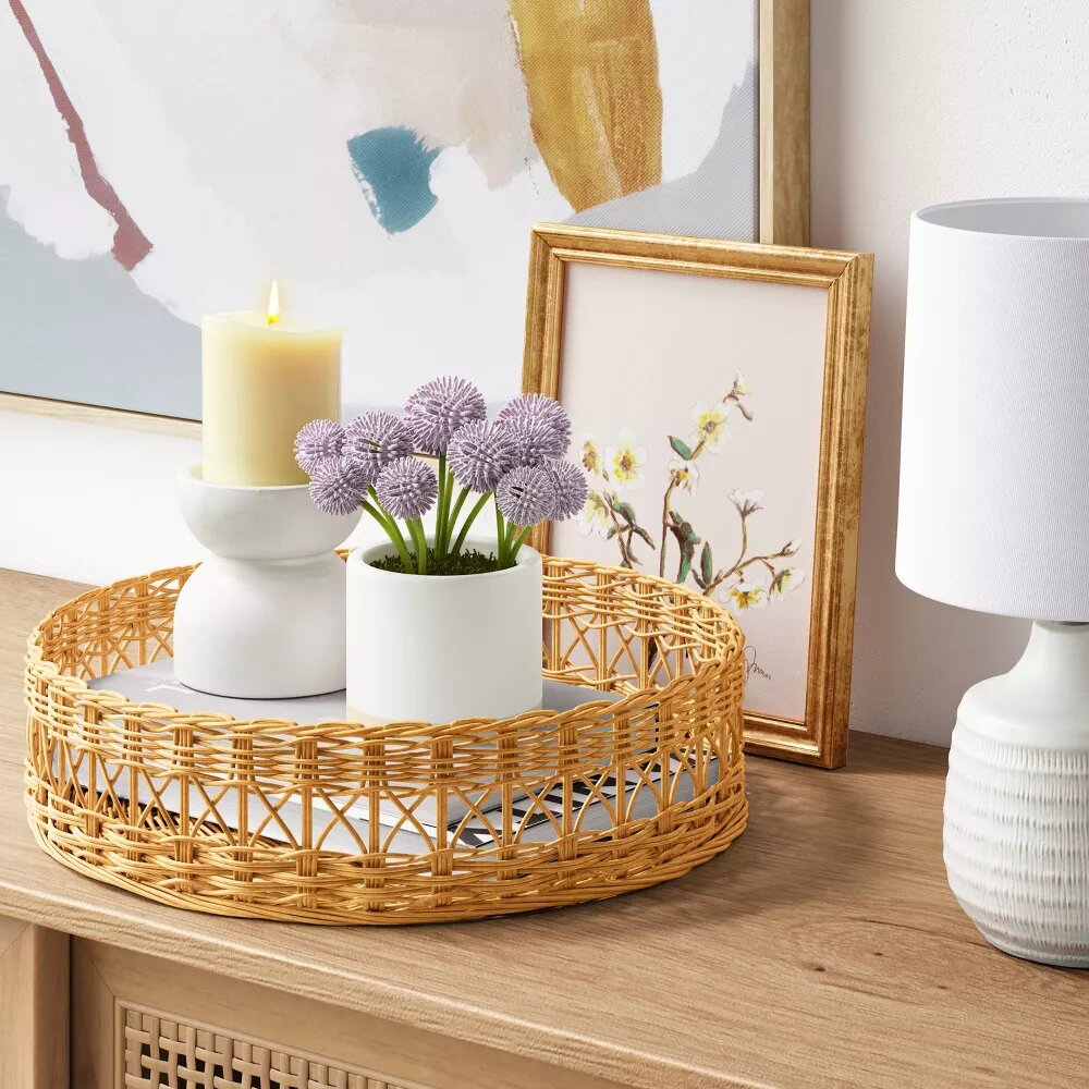 Better Homes & Gardens White Round Rattan Chargers Set of 4 - Walmart.com