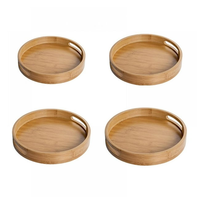 Round Natural Bamboo Serving Tray | Wooden Serving Trays | Butler Style ...