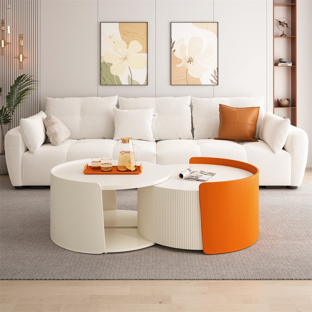 Round Nesting Coffee Table, Modern Decorative Coffee Center Table With ...