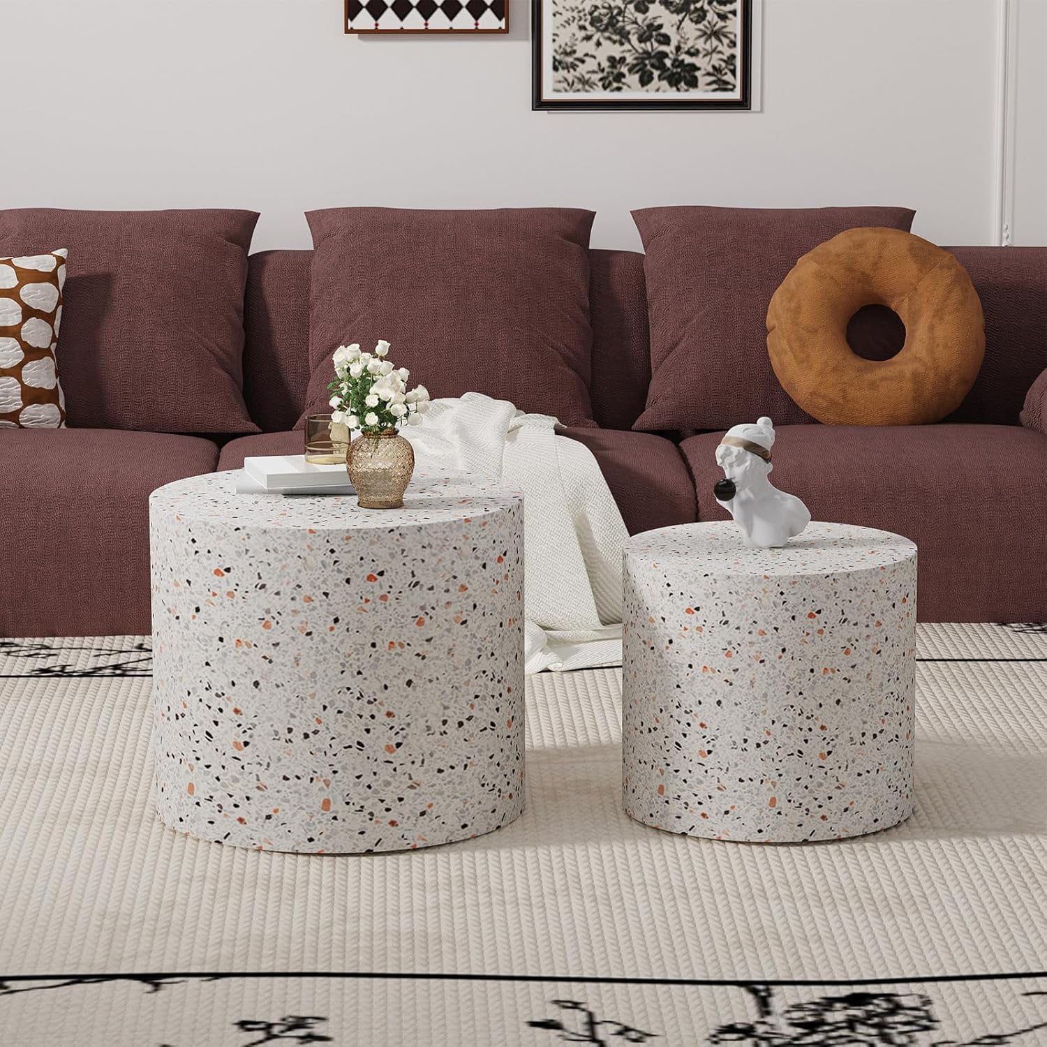 Round Nesting Coffee Table Set of 2 Circle Nested Coffee Tables Modern ...