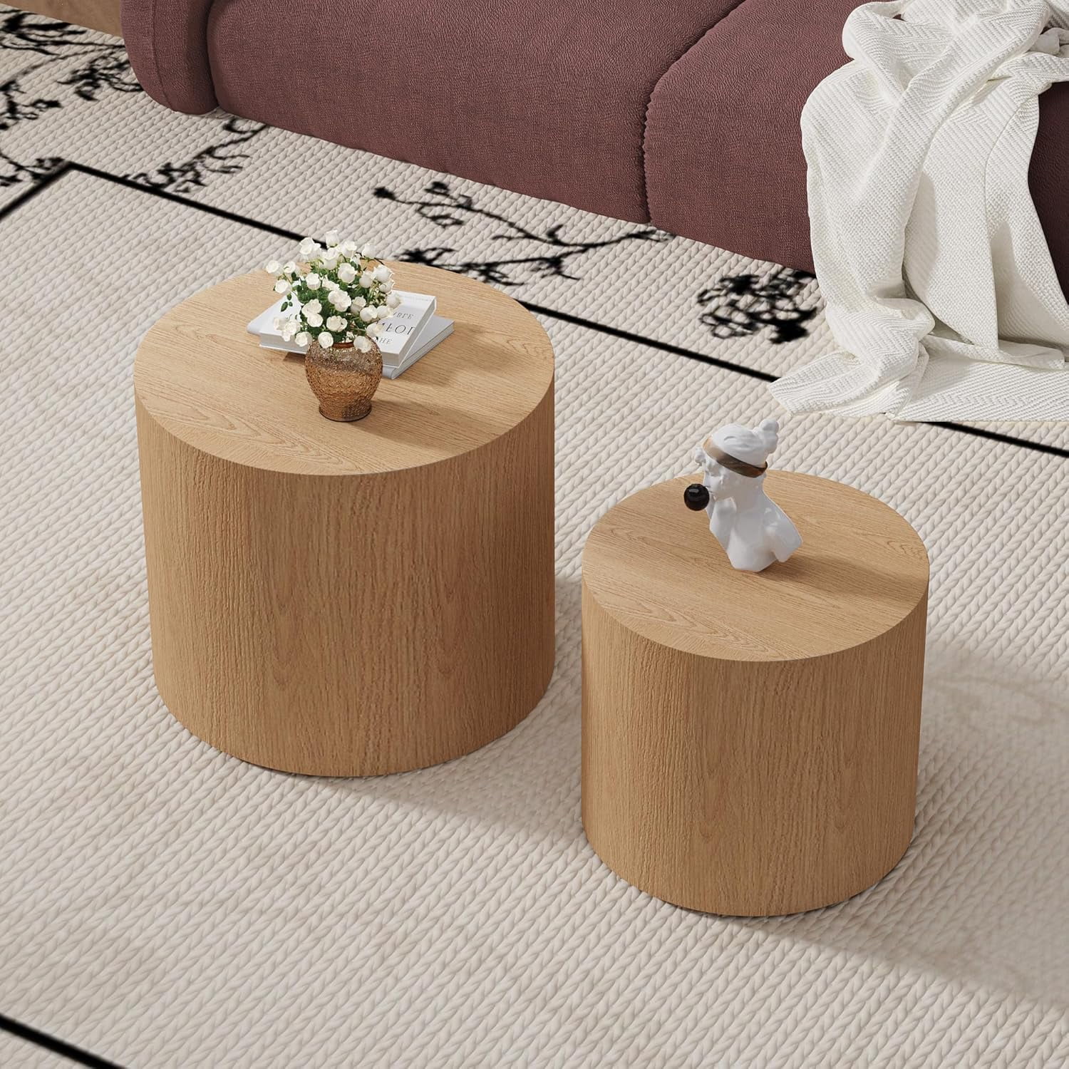 Round Nesting Coffee Table Set of 2 Modern Small Round Coffee Table ...