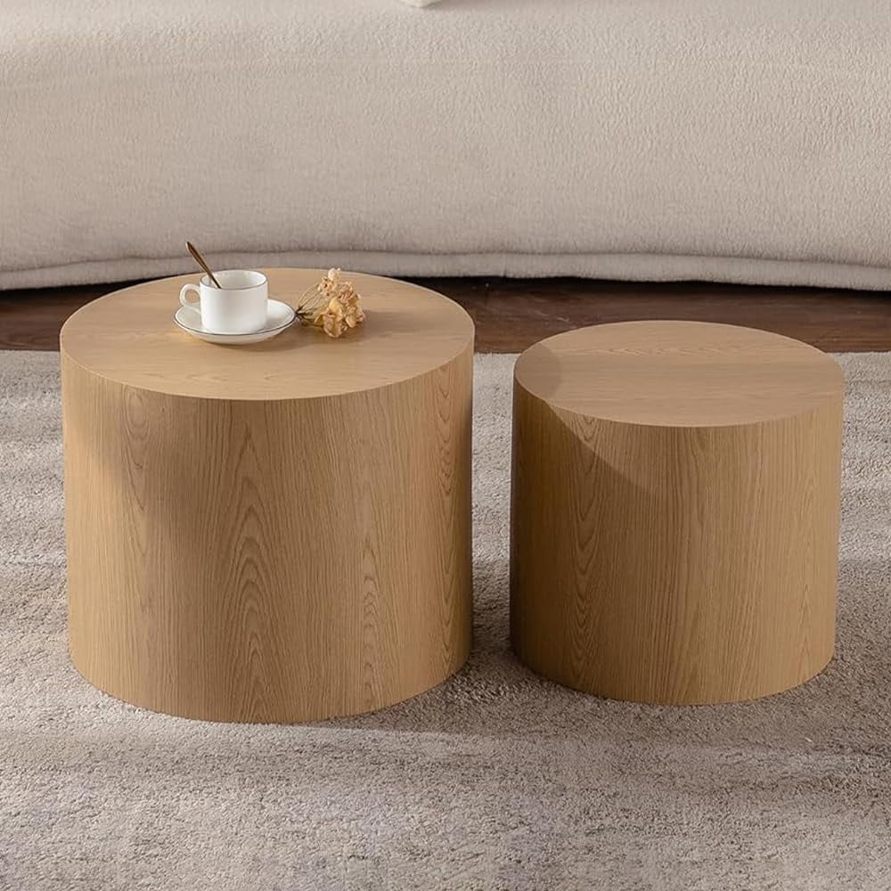 Round Nesting Coffee Table Set of 2 Small Round Coffee Tables for ...