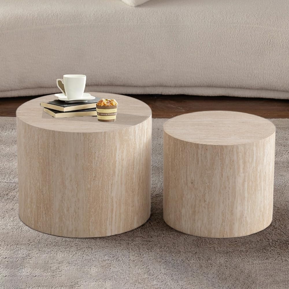Round Nesting Coffee Table Set of 2 Small Round Coffee Tables for ...