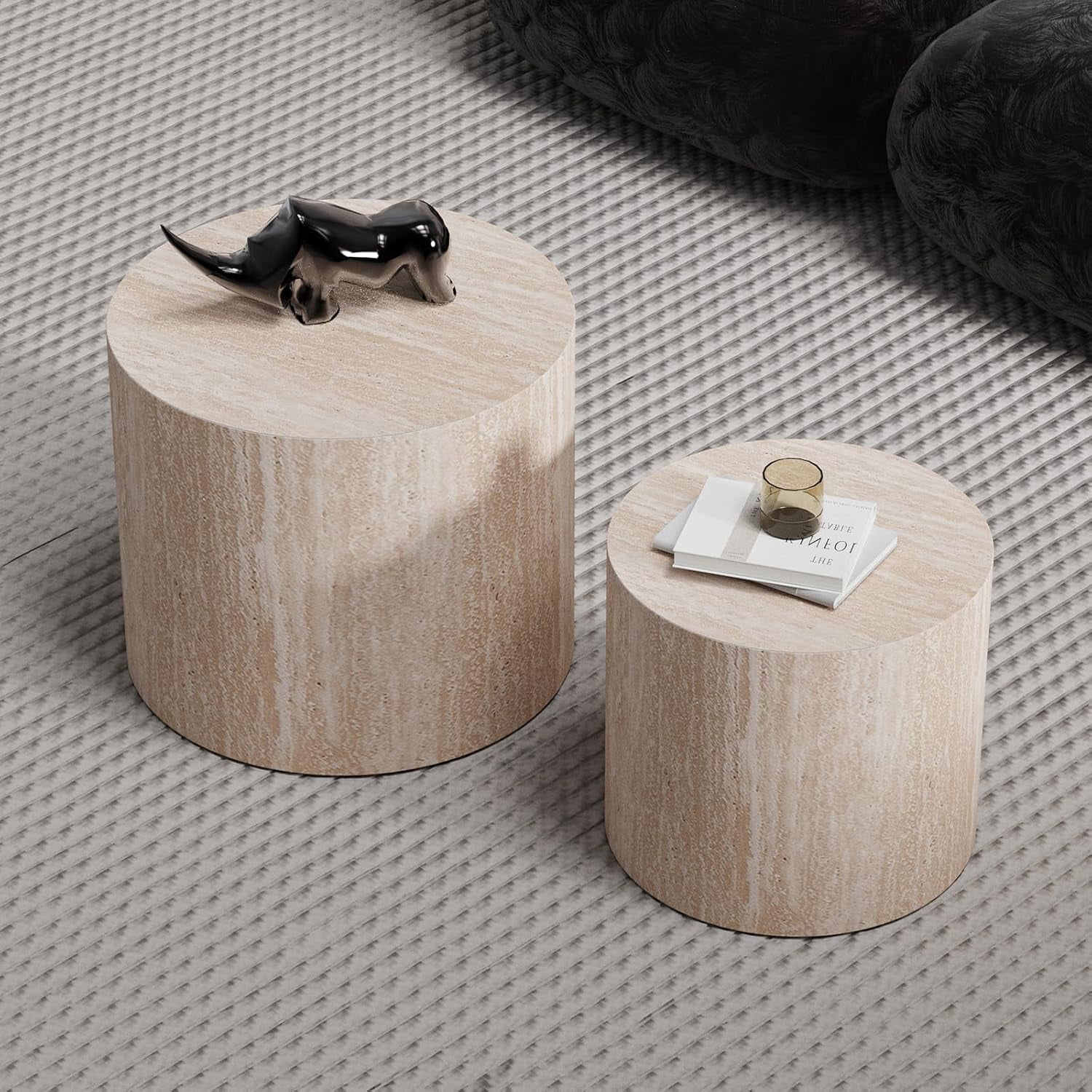 Round Nesting Coffee Tables Modern Travertine Coffee Table Small Round ...