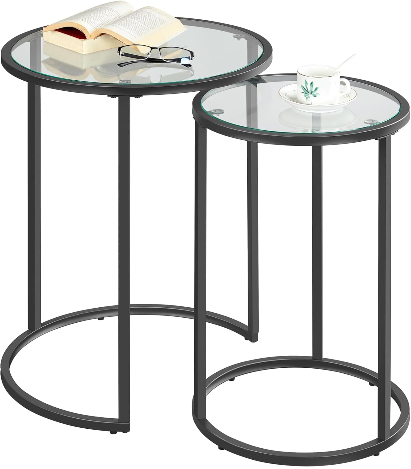 Round Nesting End Table Set of 2,Stacking Side Tables,Coffee Tables Set ...