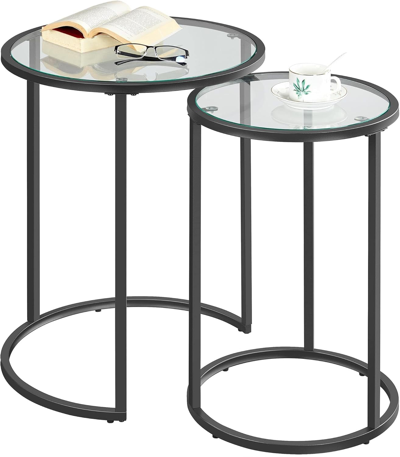 Round Nesting End Table Set of 2,Stacking Side Tables,Coffee Tables Set ...