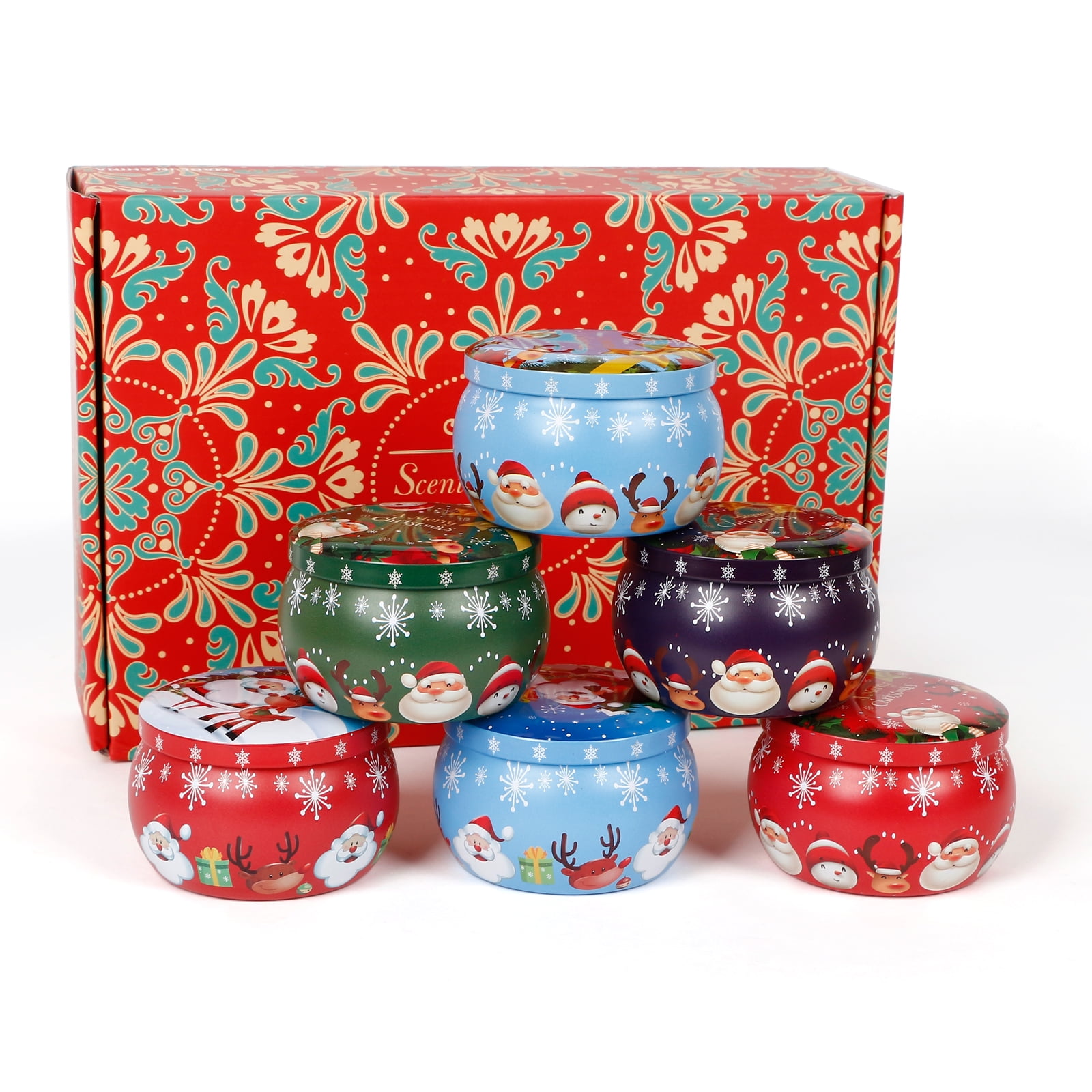 Round Nesting Tins With Holiday Print Designs Bundle of 4 or 6 Round ...