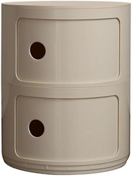 Round Nightstand with Storage, White Side Table Plastic Round ...