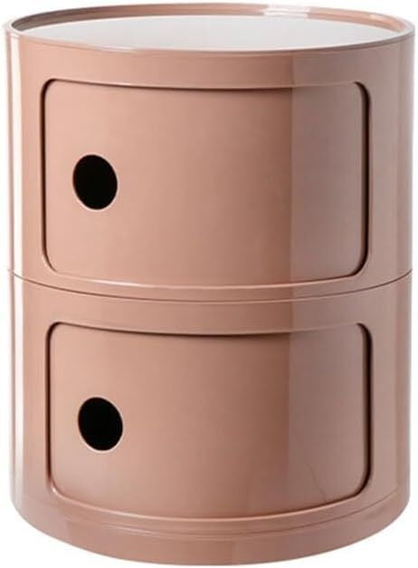 Round Nightstand with Storage, White Side Table Plastic Round ...