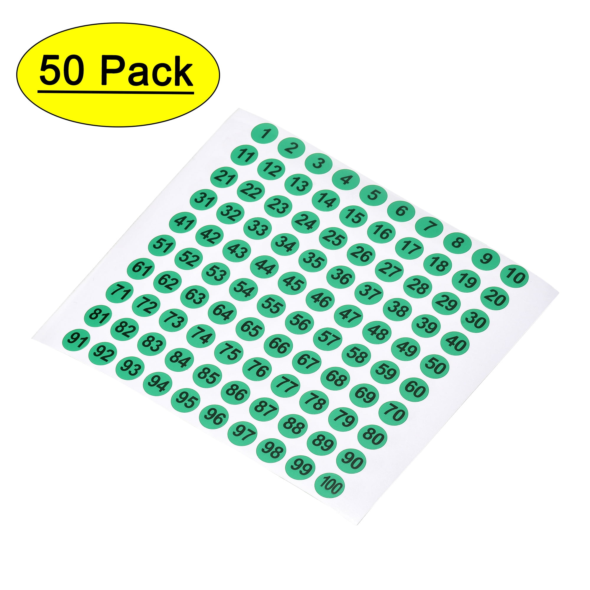 Round Number Stickers 10mm Dia Number 1-100 Coated Paper Label 50 ...