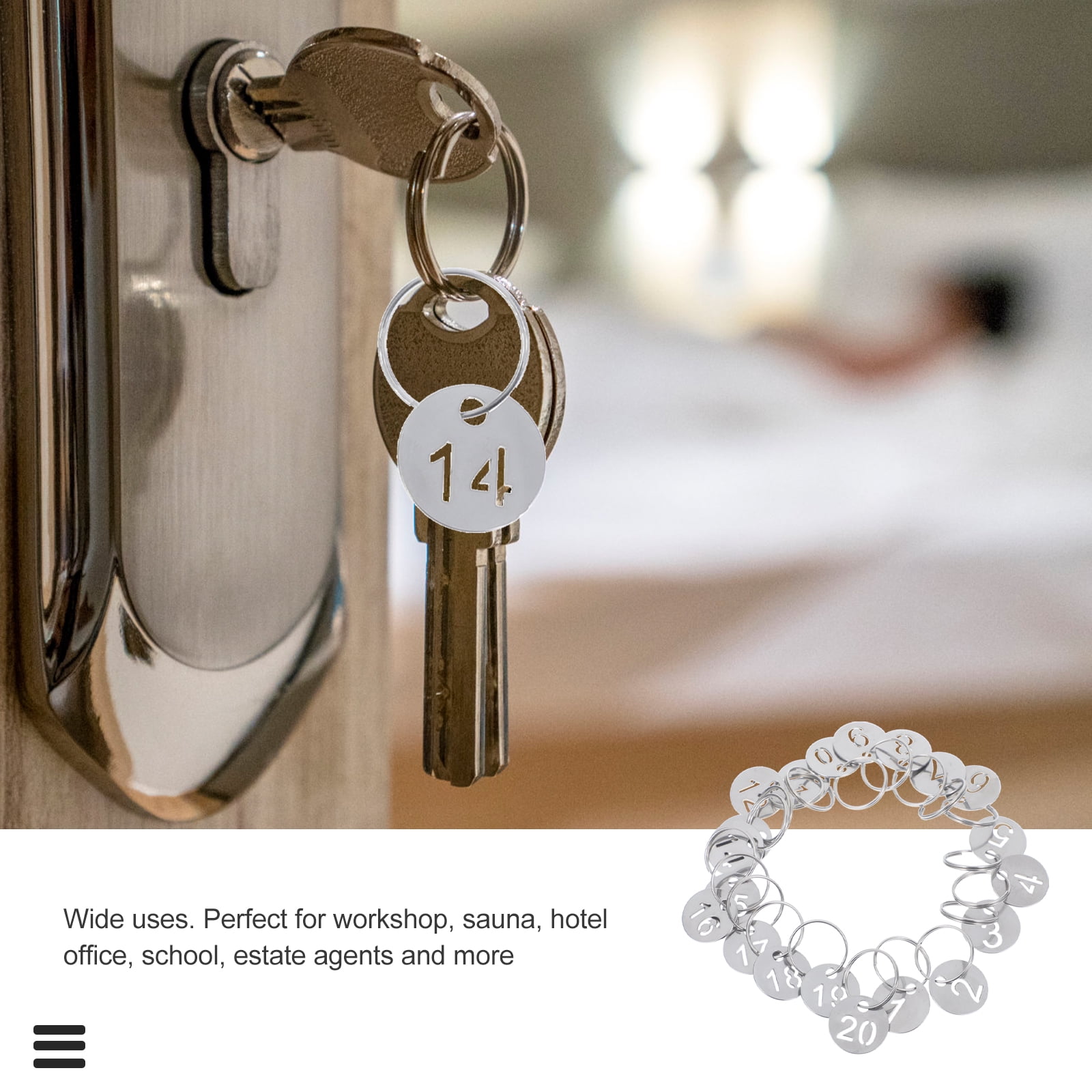 Round Numbered Tags Stainless Steel Key Tags for DIY Silver Color 1-20 ...
