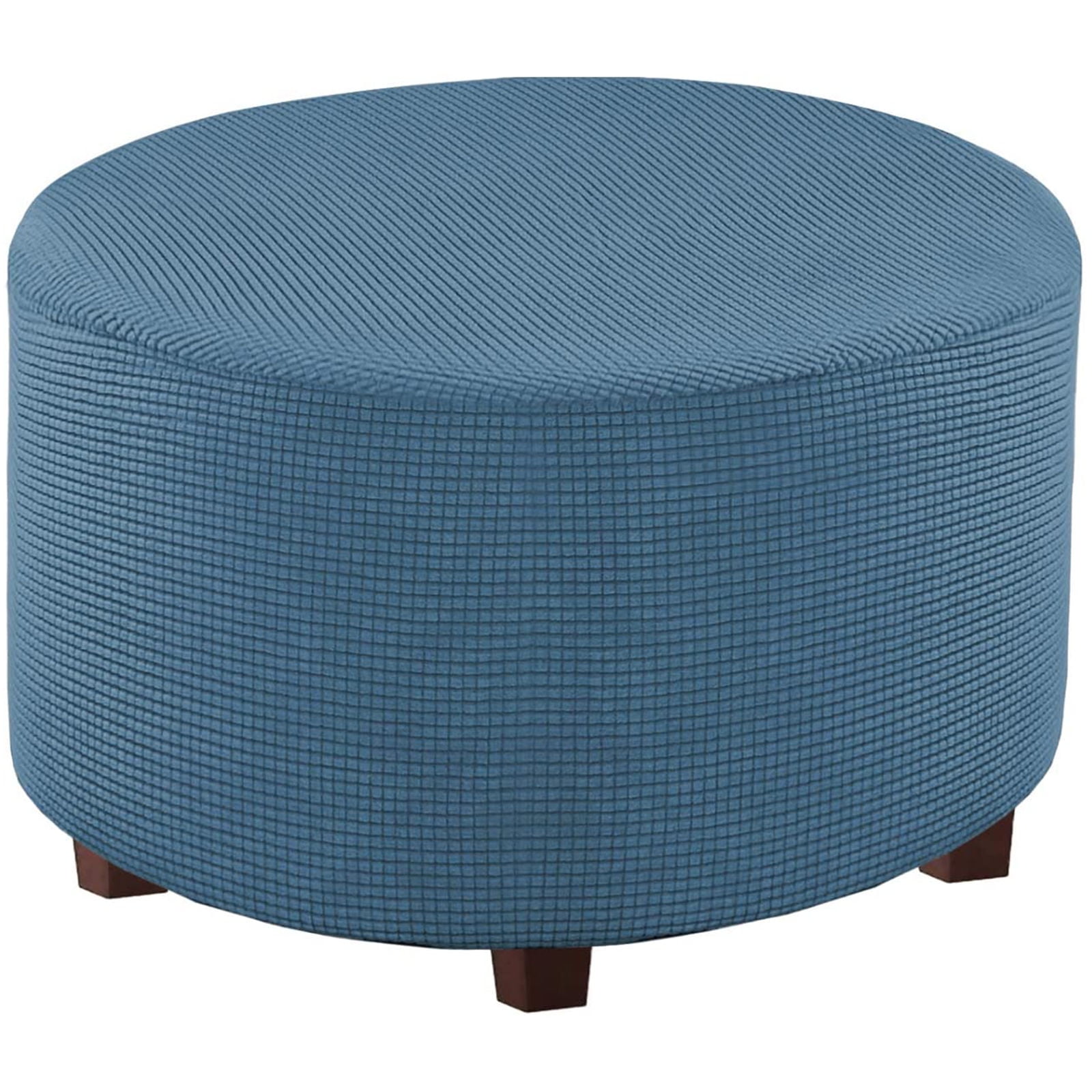 Round Ottoman Cover, Stretch Footstool Protector Covers Storage Stool ...