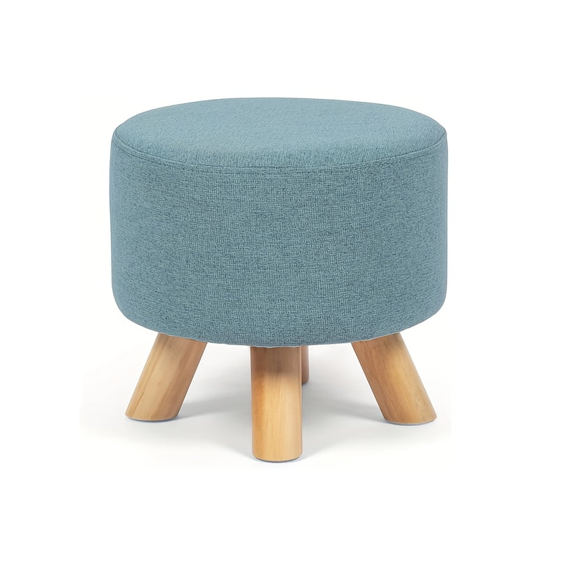 Round Ottoman Foot Rest Stool Modern Small Footstools With Linen Fabric ...